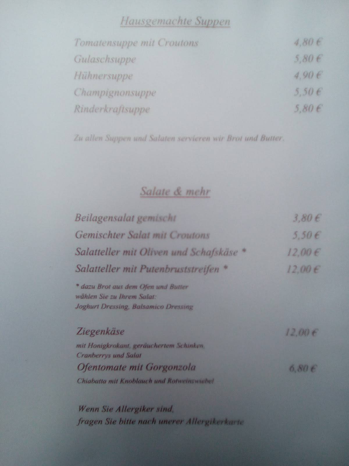 Speisekarte von Restaurant Cafe Omas Kaffeestube, Bad Eilsen