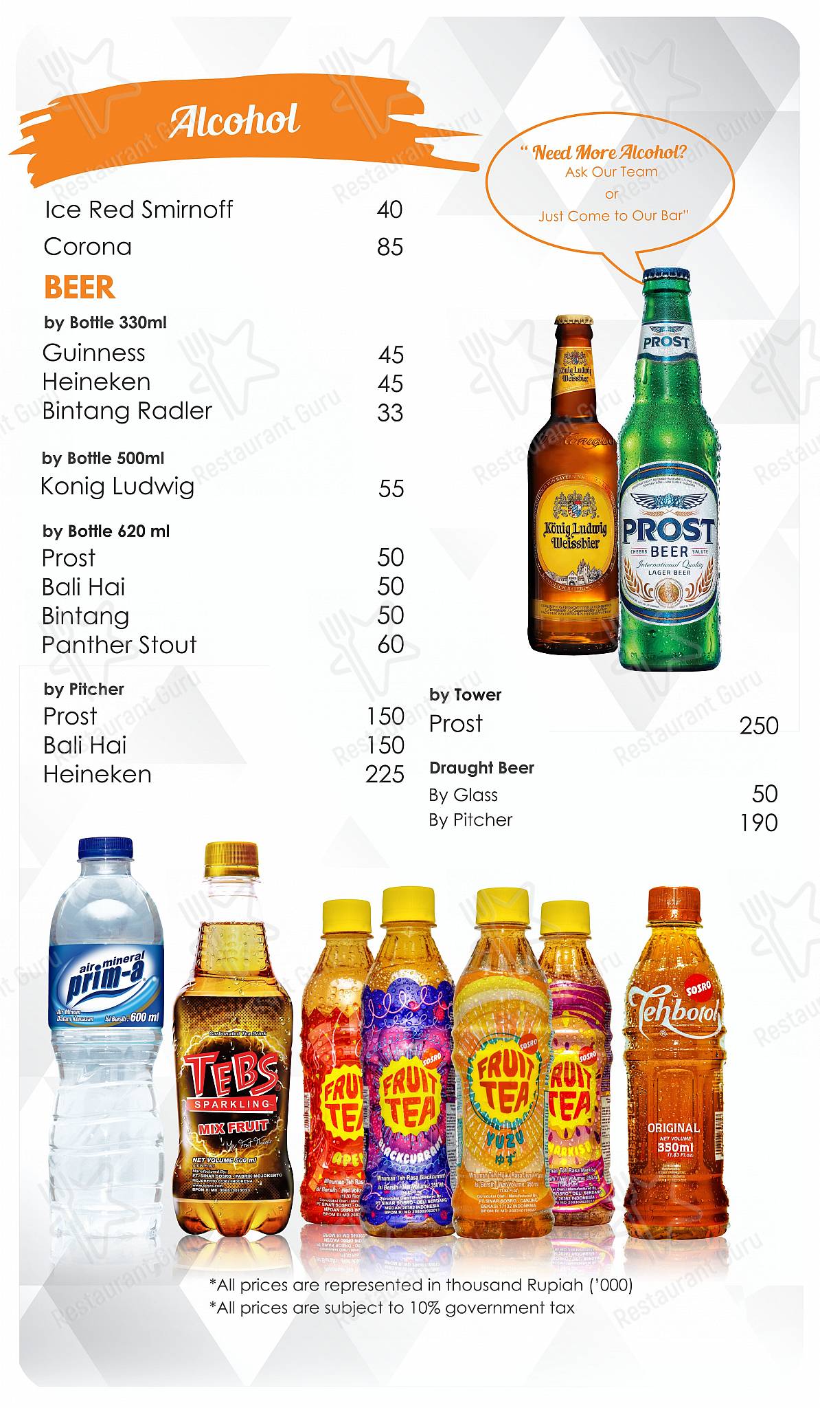 Menu at Bandar Djakarta restaurant, Jakarta, Jl. Pantai Indah No.7