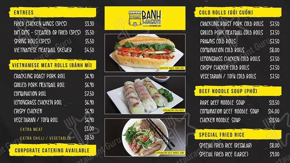 Menu at Banh Wagon restaurant, Welland
