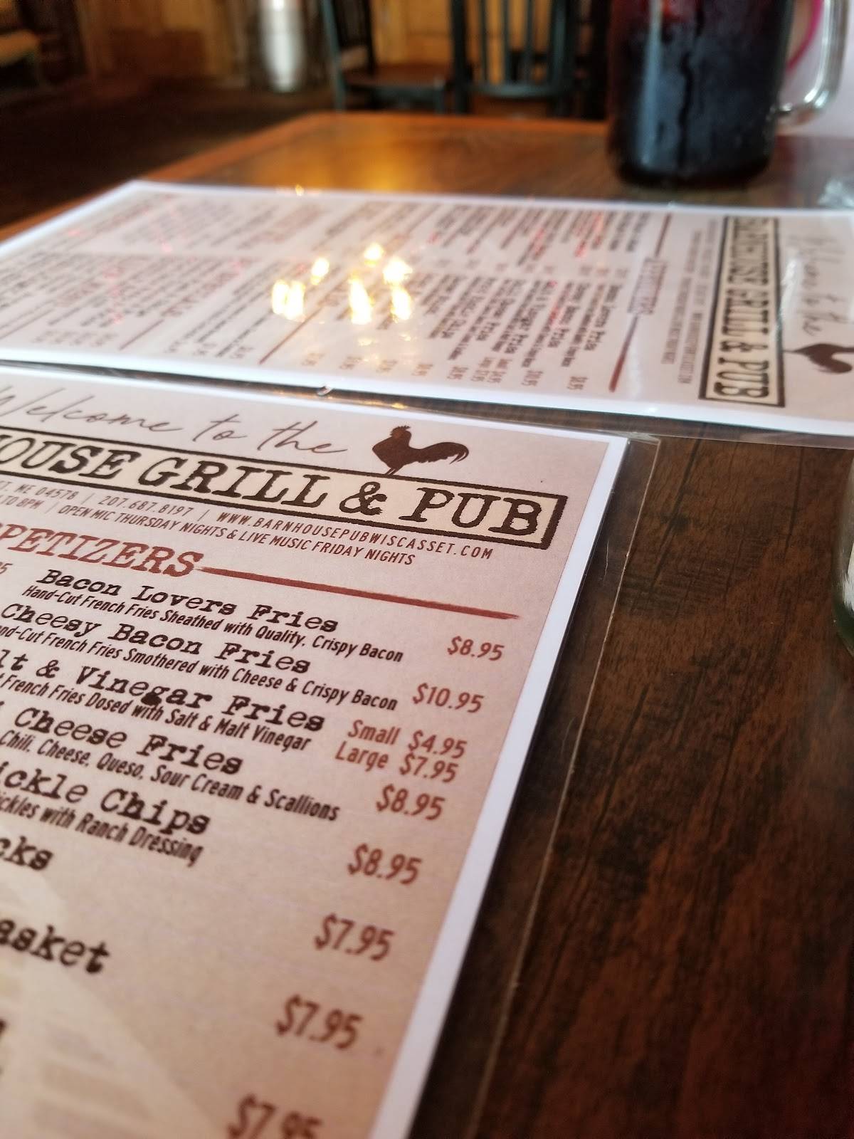 Menu at Barnhouse Grill & Pub Wiscasset, Wiscasset