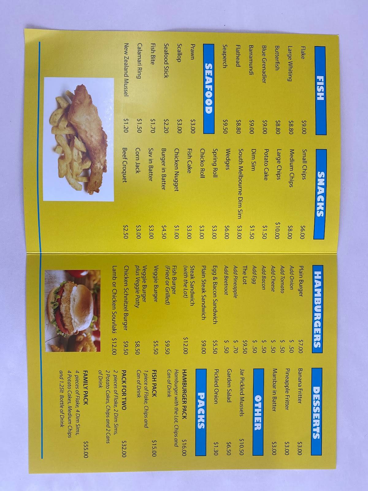 Menu at Barra Fish & Chips, Altona Meadows