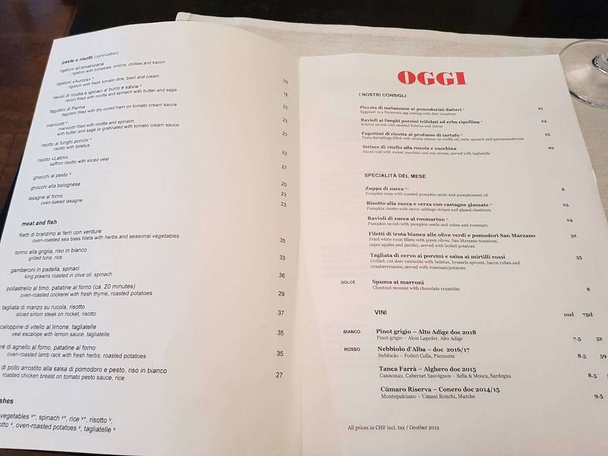 Speisekarte von Ristorante Latini, Basel