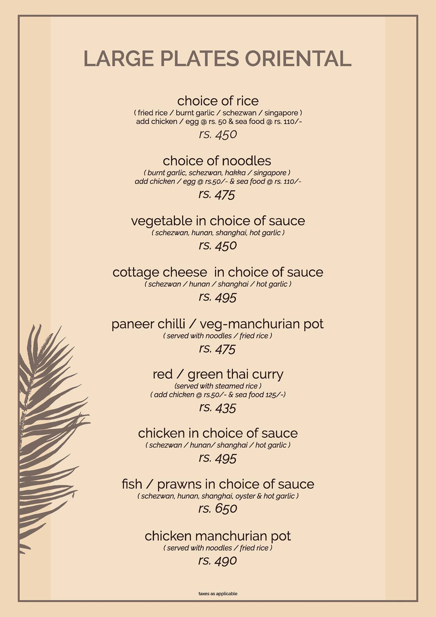 Menu at Bayview Cafe, Mumbai