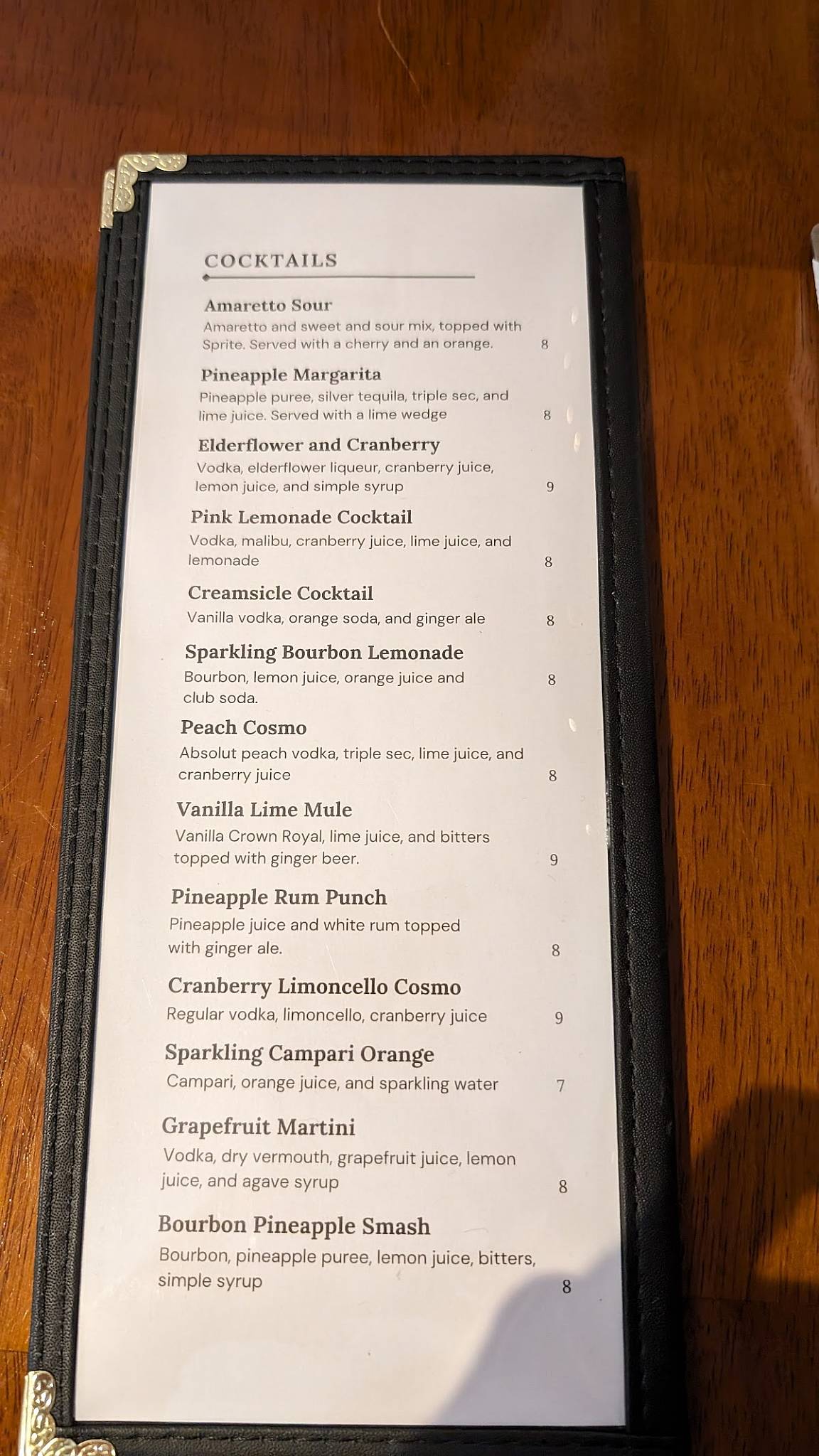 Menu at Beck's Bistro restaurant, Wellsboro