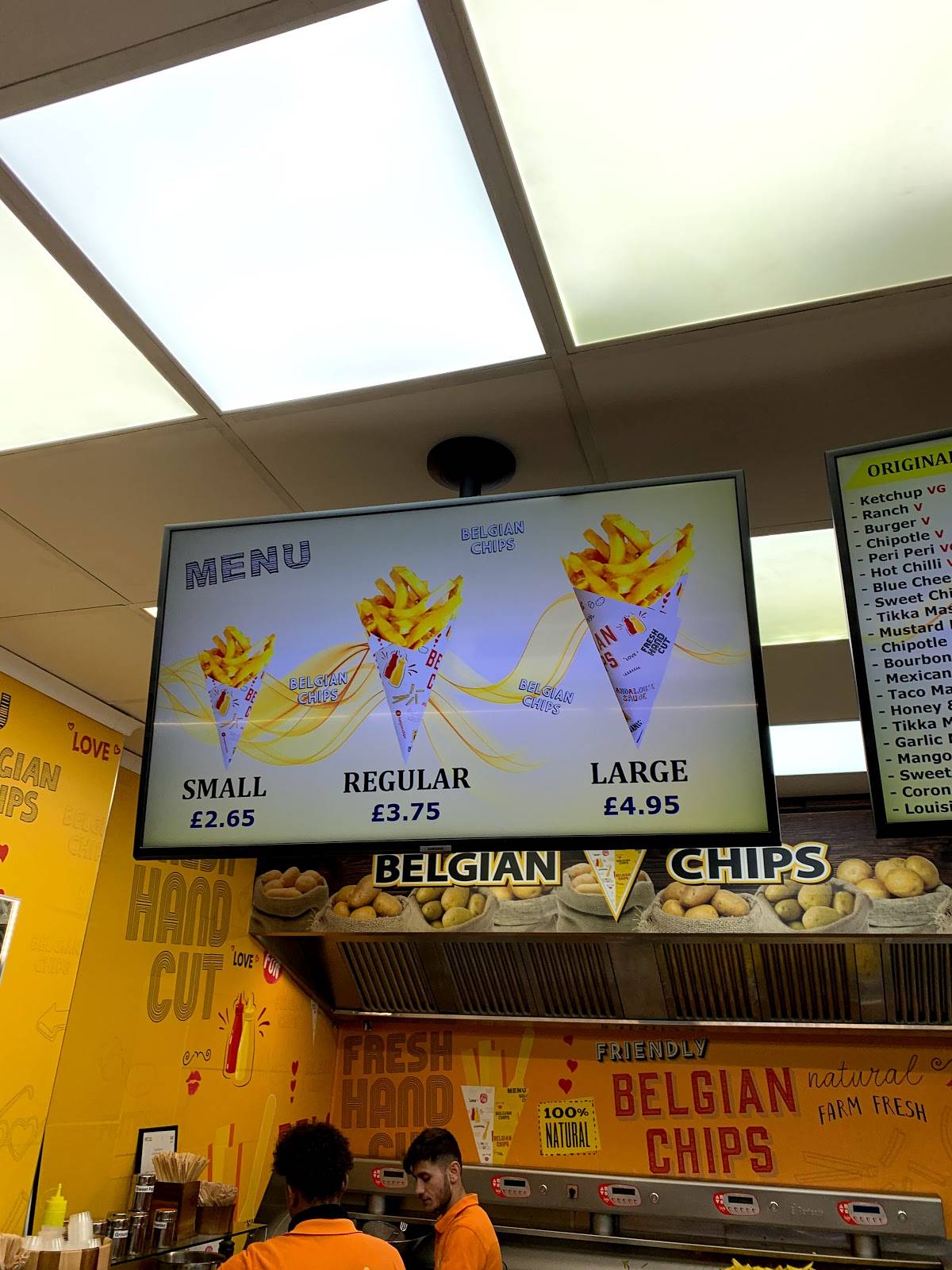 Menu at Belgian Chips fast food, Brighton, 3 St James's St