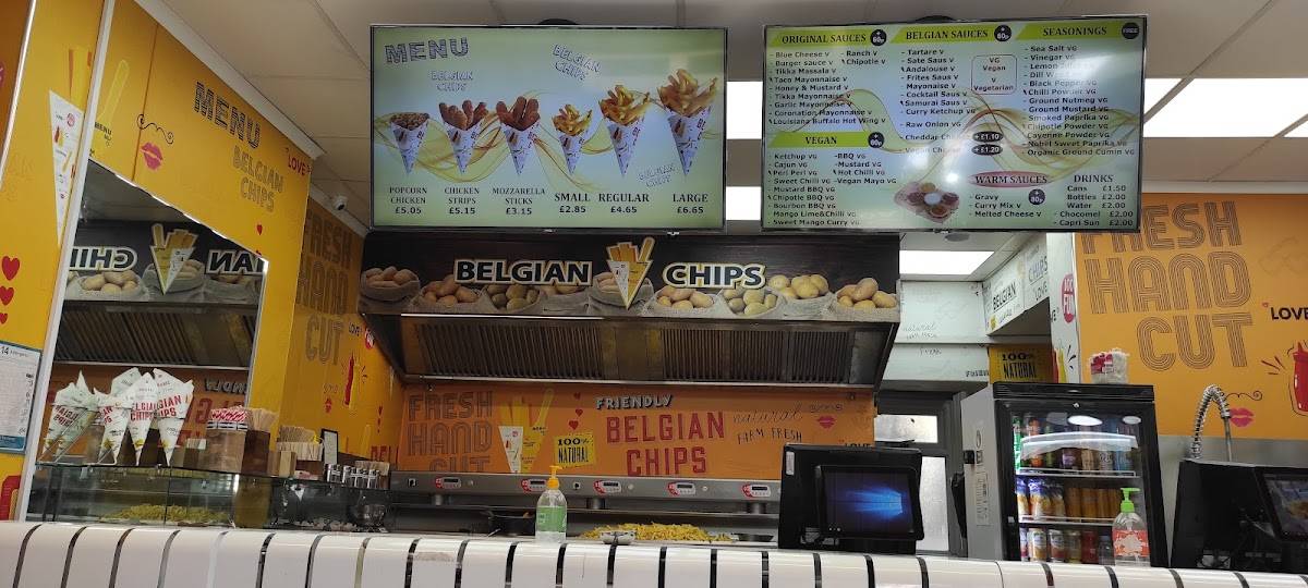 Menu at Belgian Chips fast food, Brighton, 3 St James's St