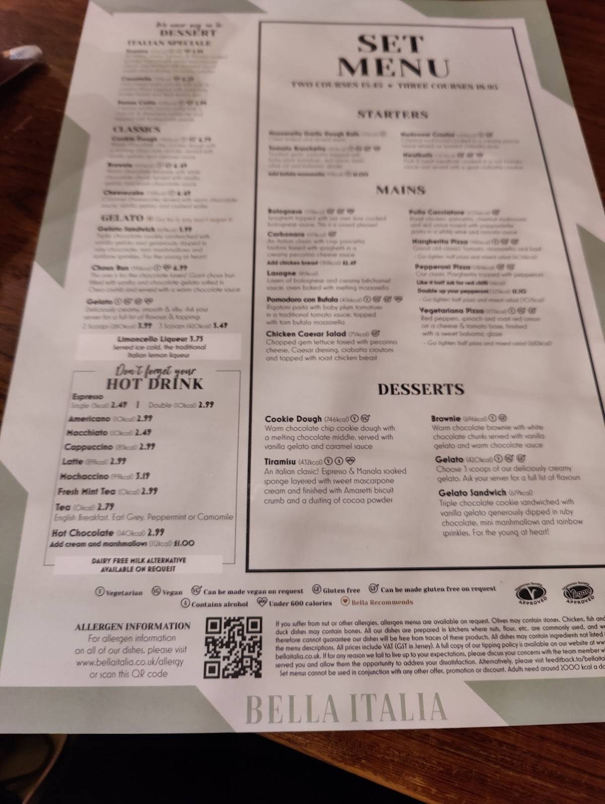 Menu at Bella Italia - Darlington restaurant, Darlington