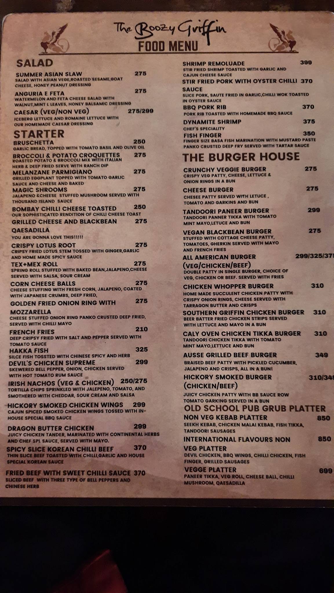 Menu at The Boozy Griffin Bangalore, Bengaluru, 105