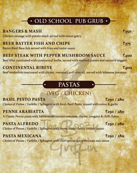Menu at The Boozy Griffin Bangalore, Bengaluru, 105