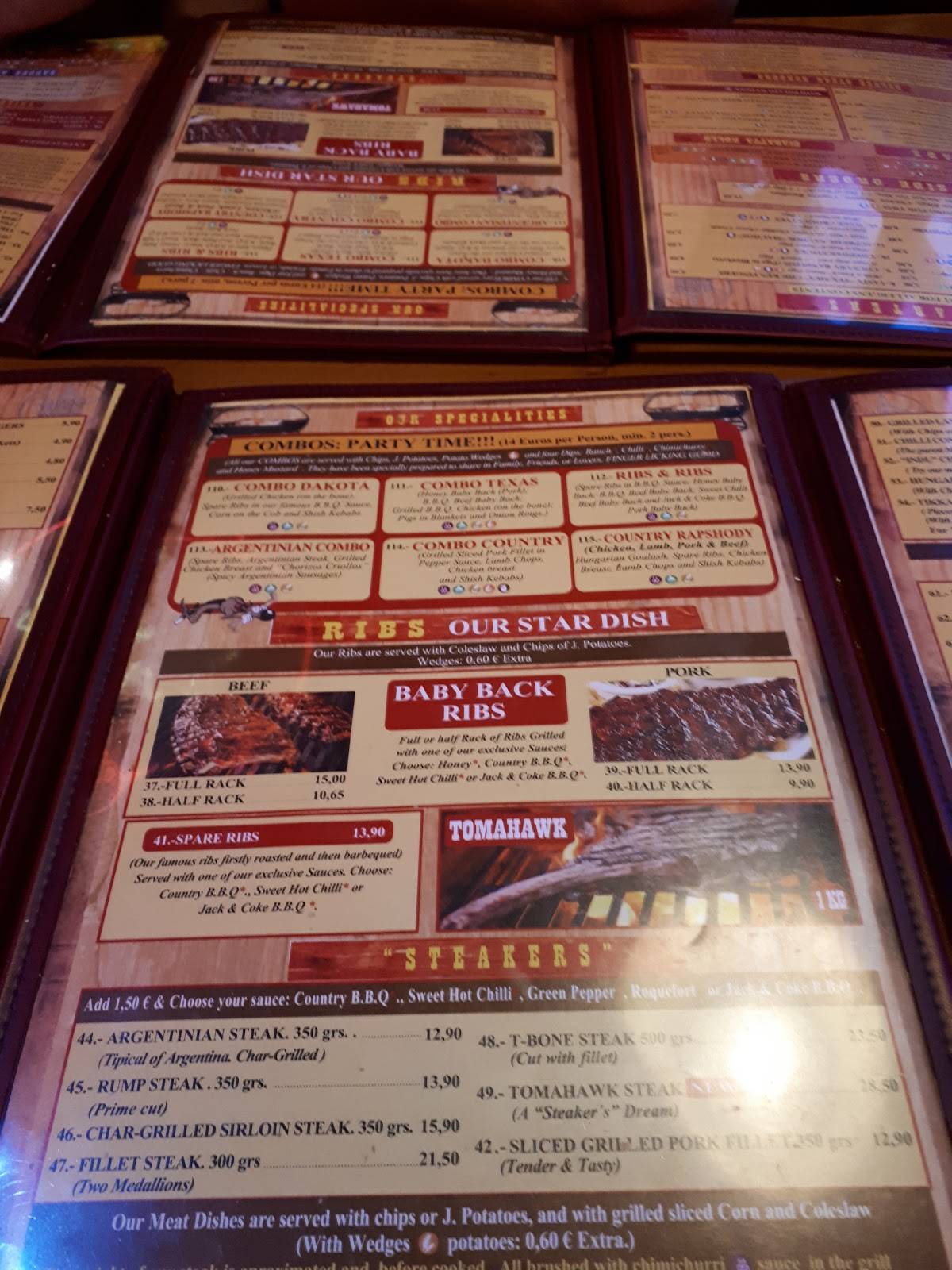 Menu at Country Ribs restaurant, Benidorm, C. Derramador