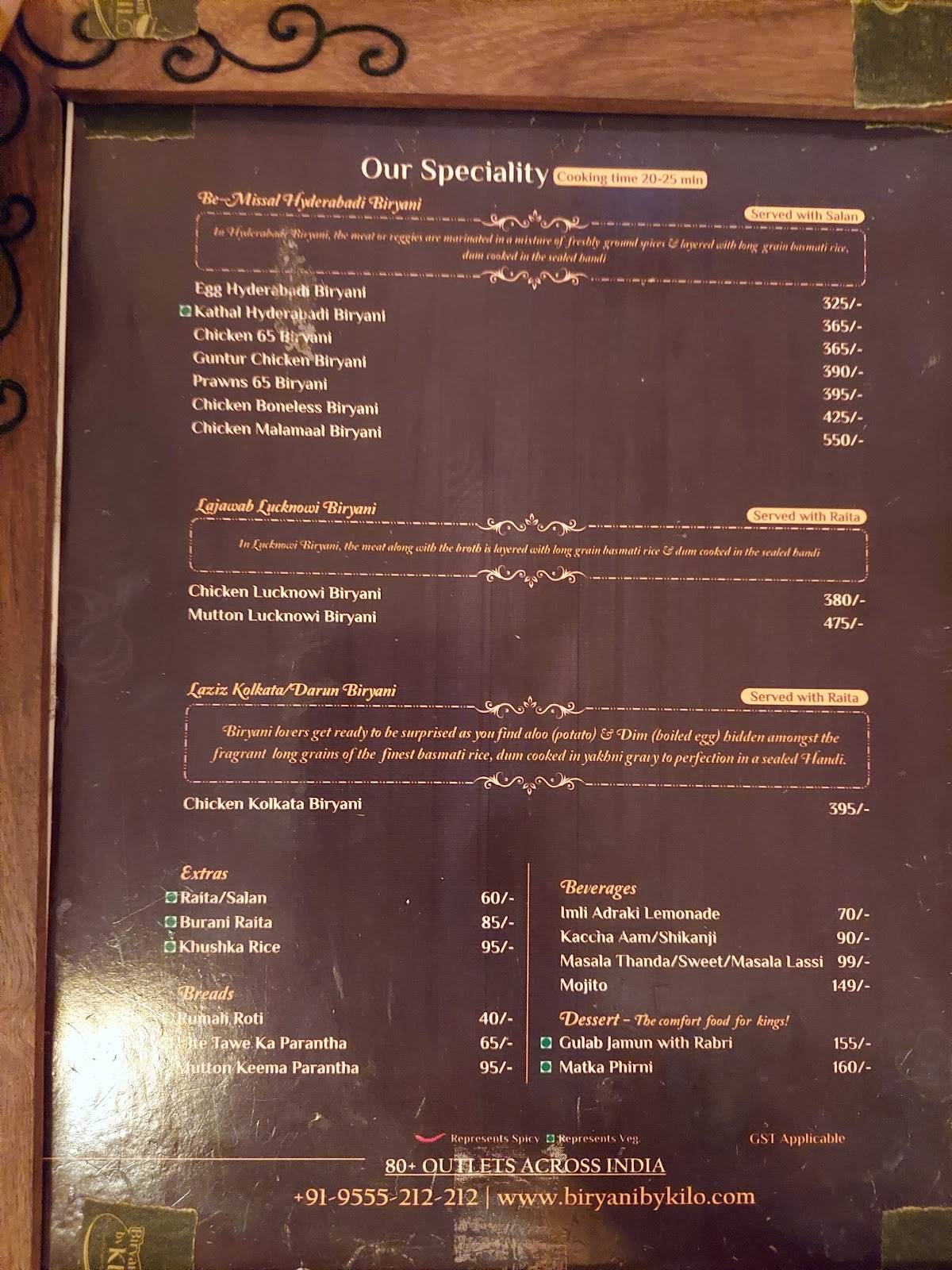 Menu at Biryani By Kilo- Mangalore, Mangaluru