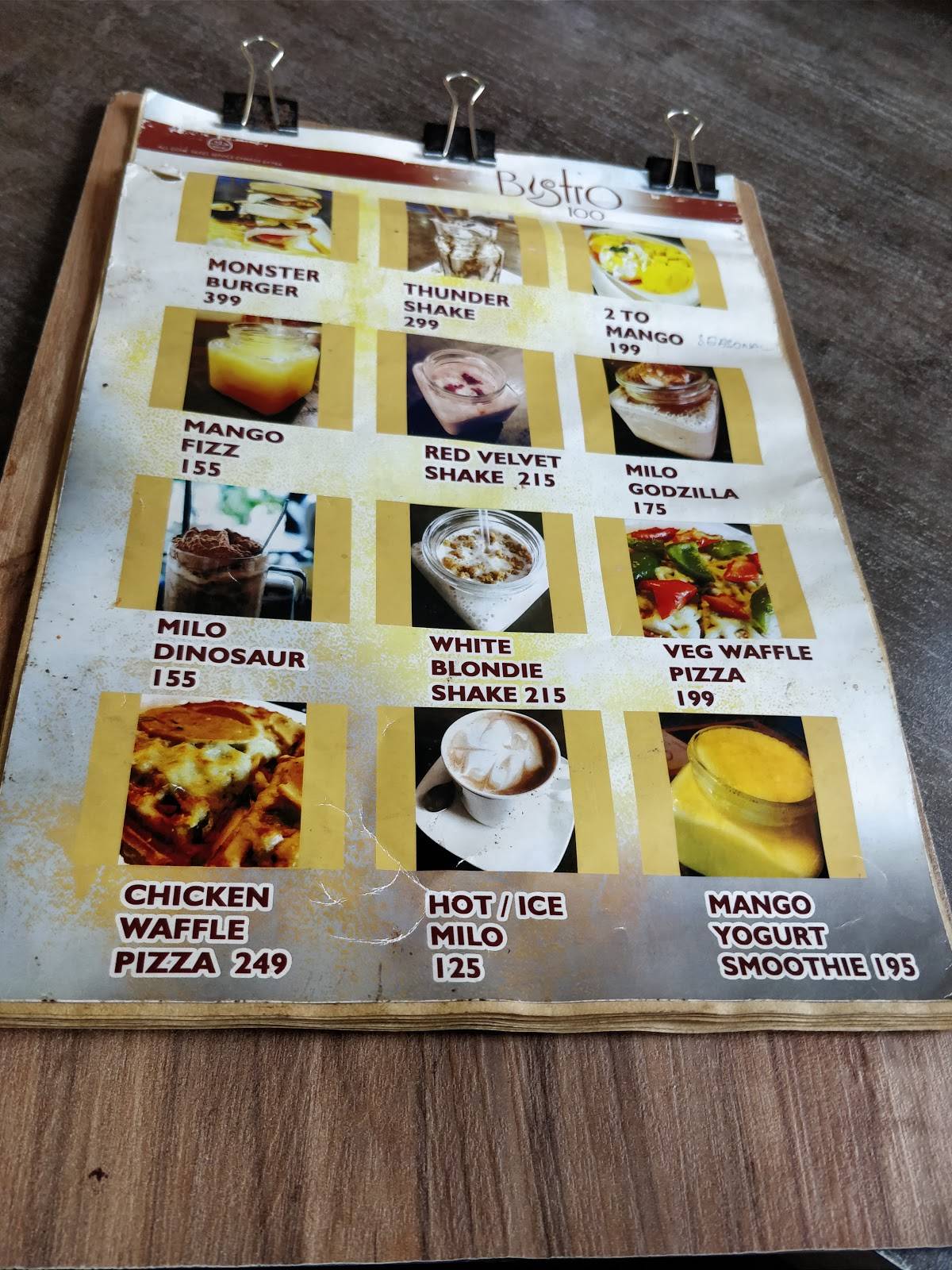 Menu at Bistro 100, Chennai