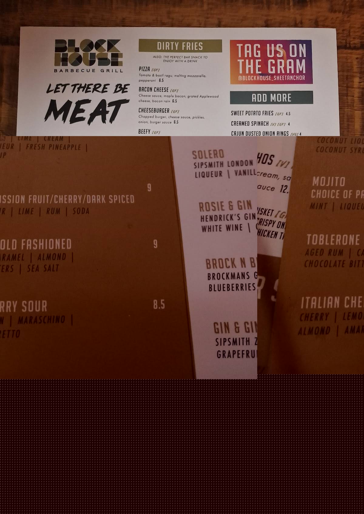 Menu at Blockhouse at The Sheet Anchor pub & bar, Whitmore, Newcastle Road