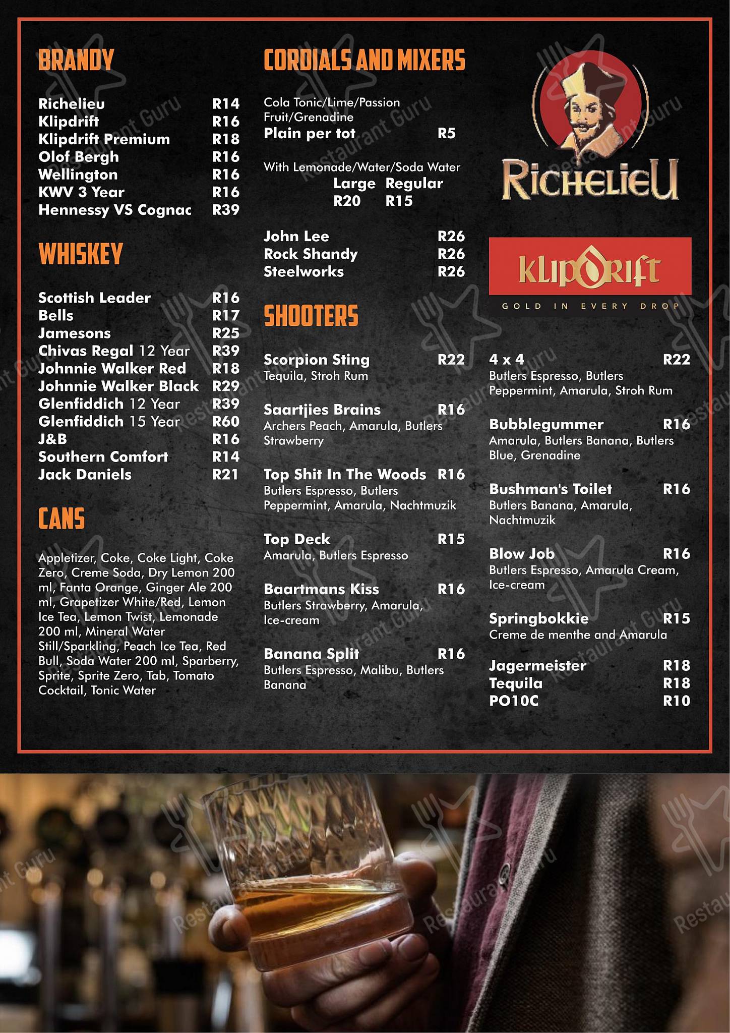 Menu at Kalahari.fish restaurant, Bloemfontein