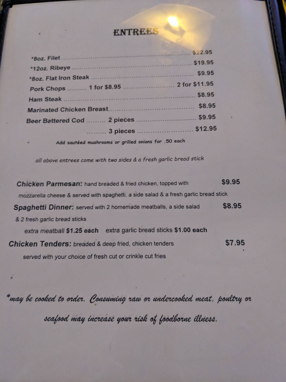 Menu at Towpath Tavern pub & bar, Bolivar, 225 Canal St