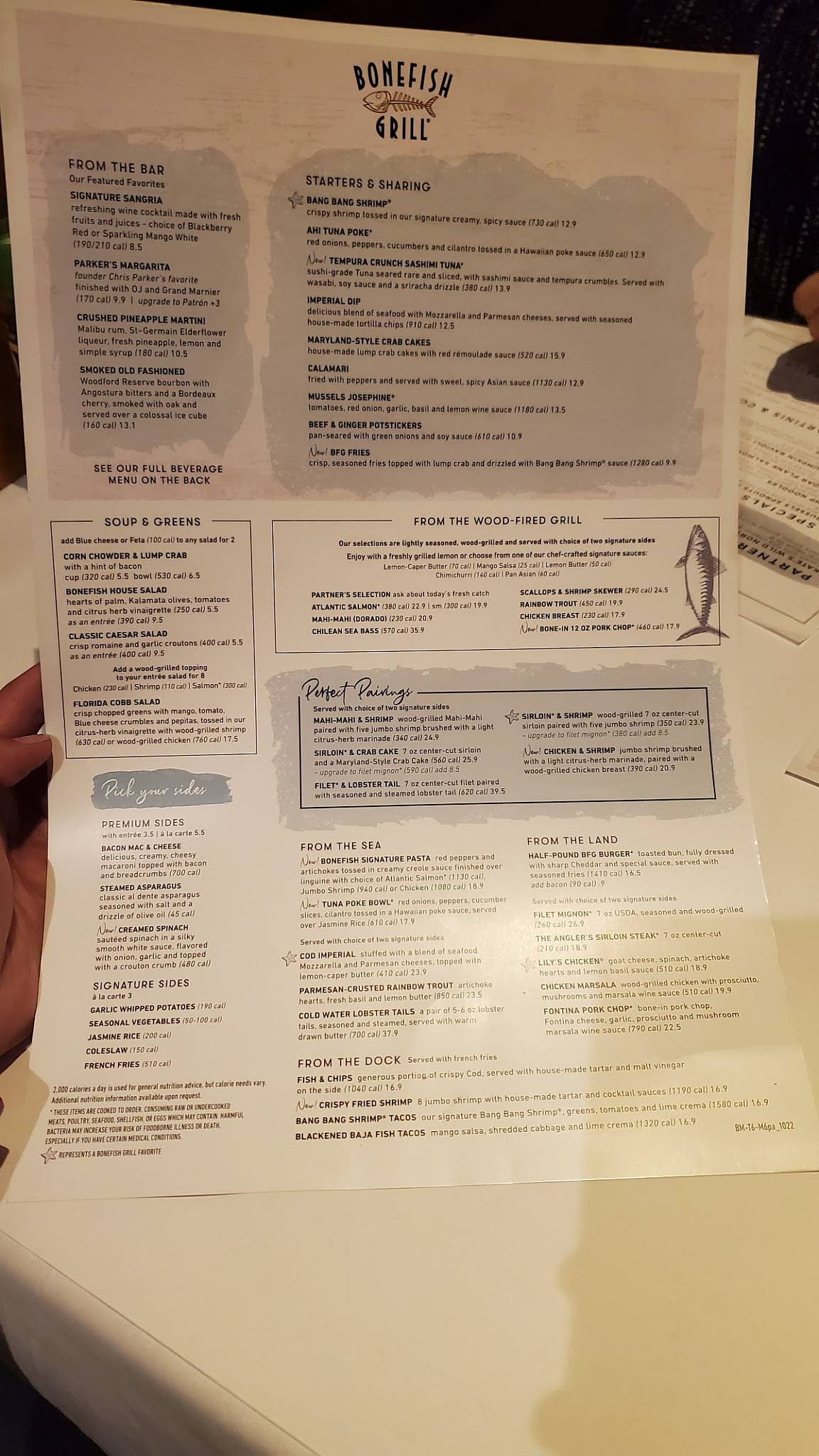 Menu at Bonefish Grill restaurant, Whitehall