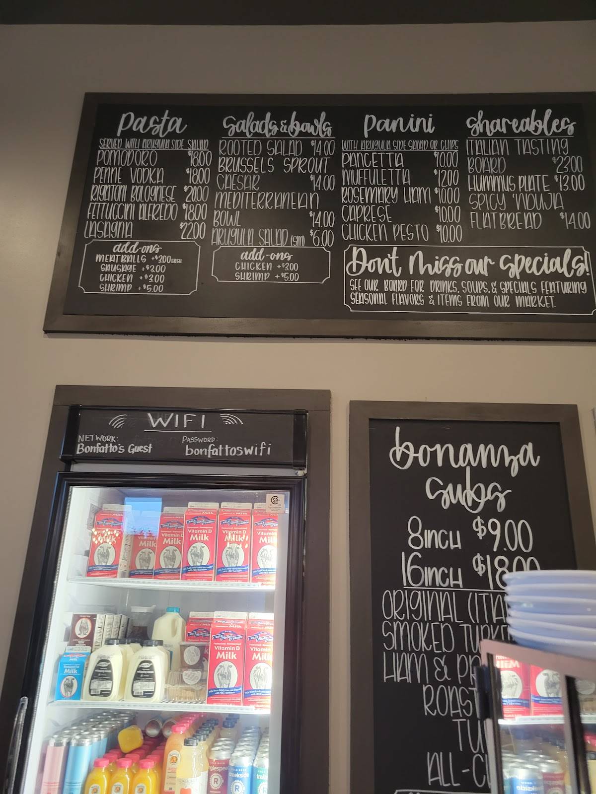 Menu at Bonfatto's Italian Market & Corner Café cafe, Bellefonte, 401 W ...