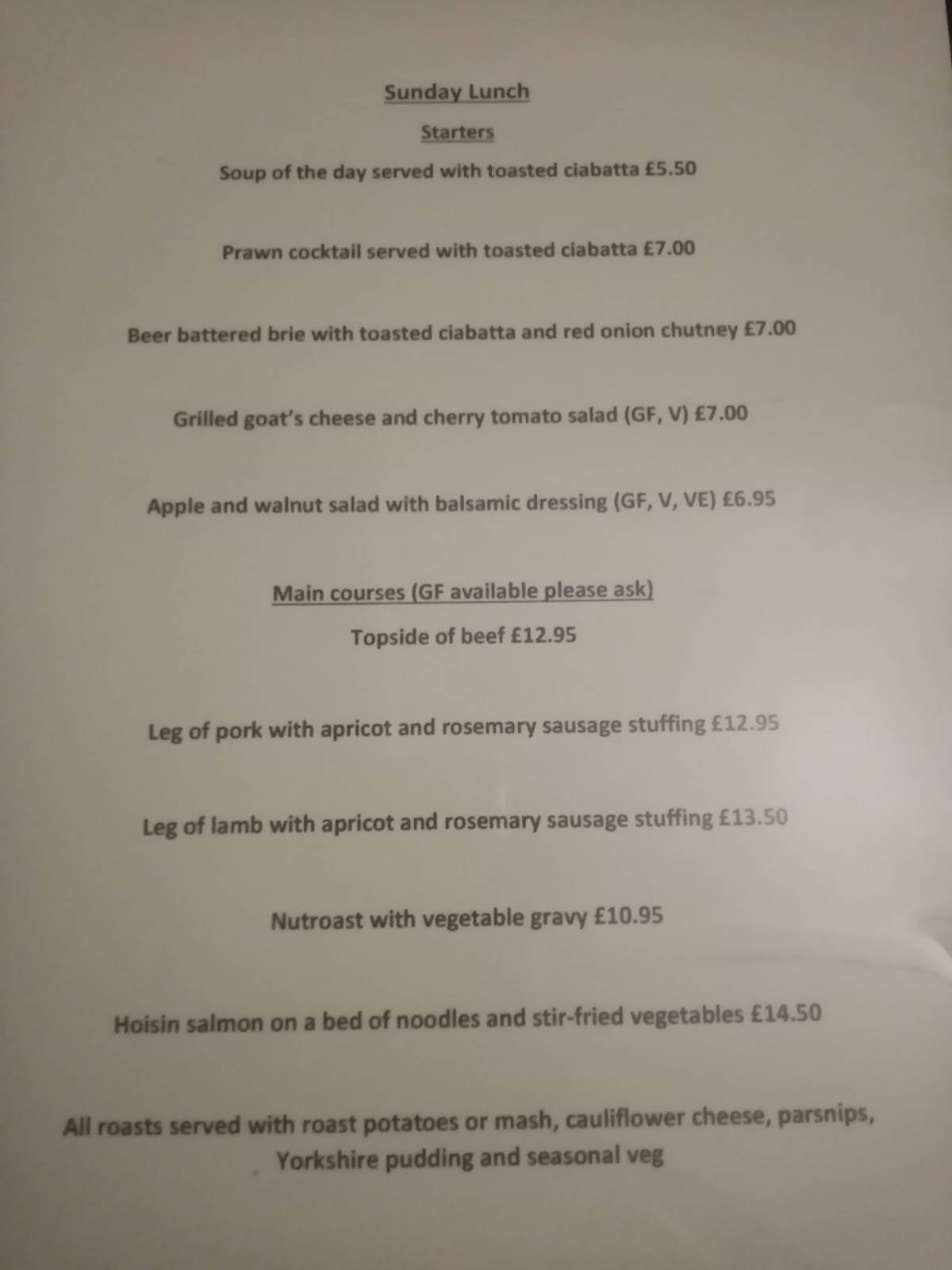 Menu at Bridge End Inn pub & bar, Talgarth