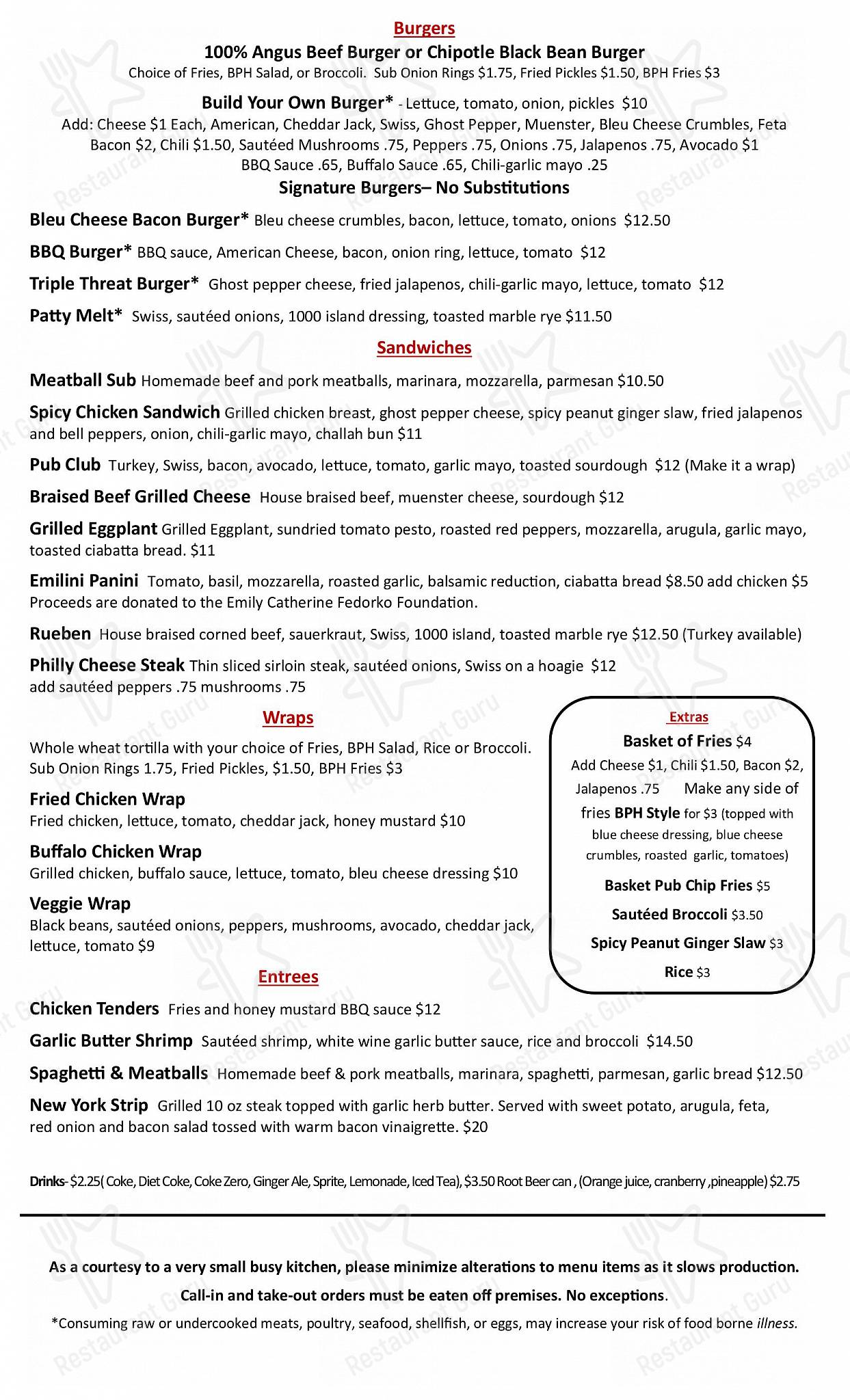 Menu at Brockett Pub House & Grill, Clarkston
