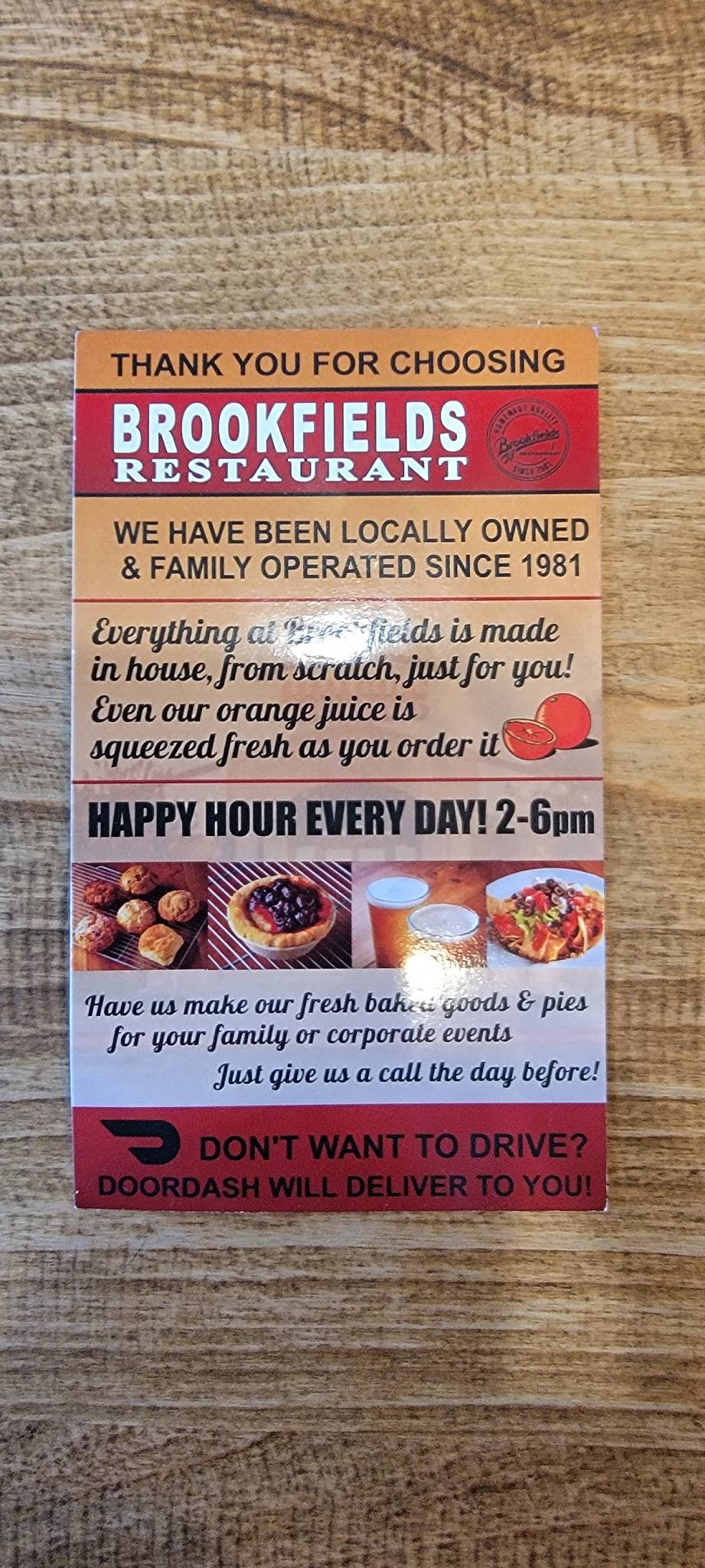 Menu at Brookfields Restaurant Roseville, Roseville, Taylor Rd