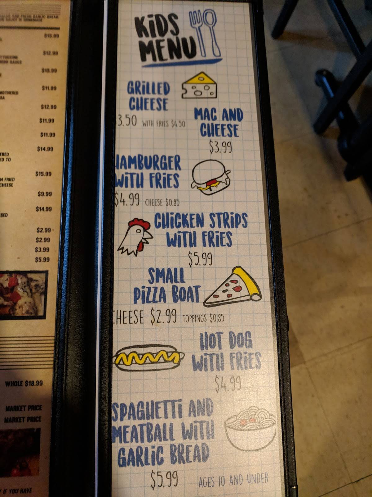 Menu at Rye's Bar & Restaurant, Brownsville