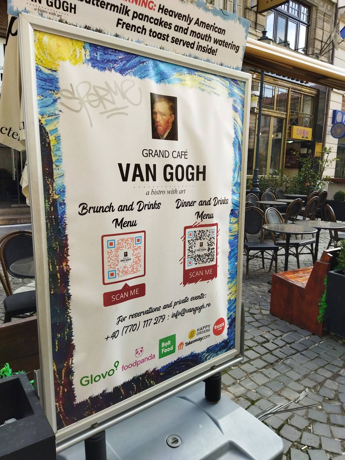 Menu at Grand Café Van Gogh, Bucharest