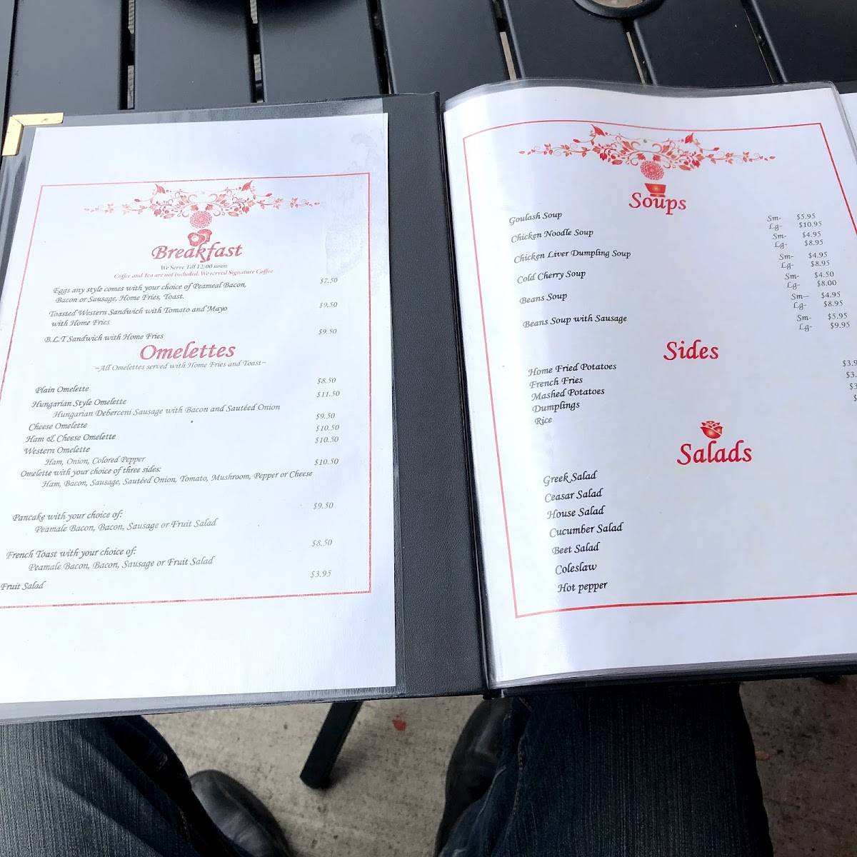 Menu at Budapest Restaurant, Toronto, Danforth Ave