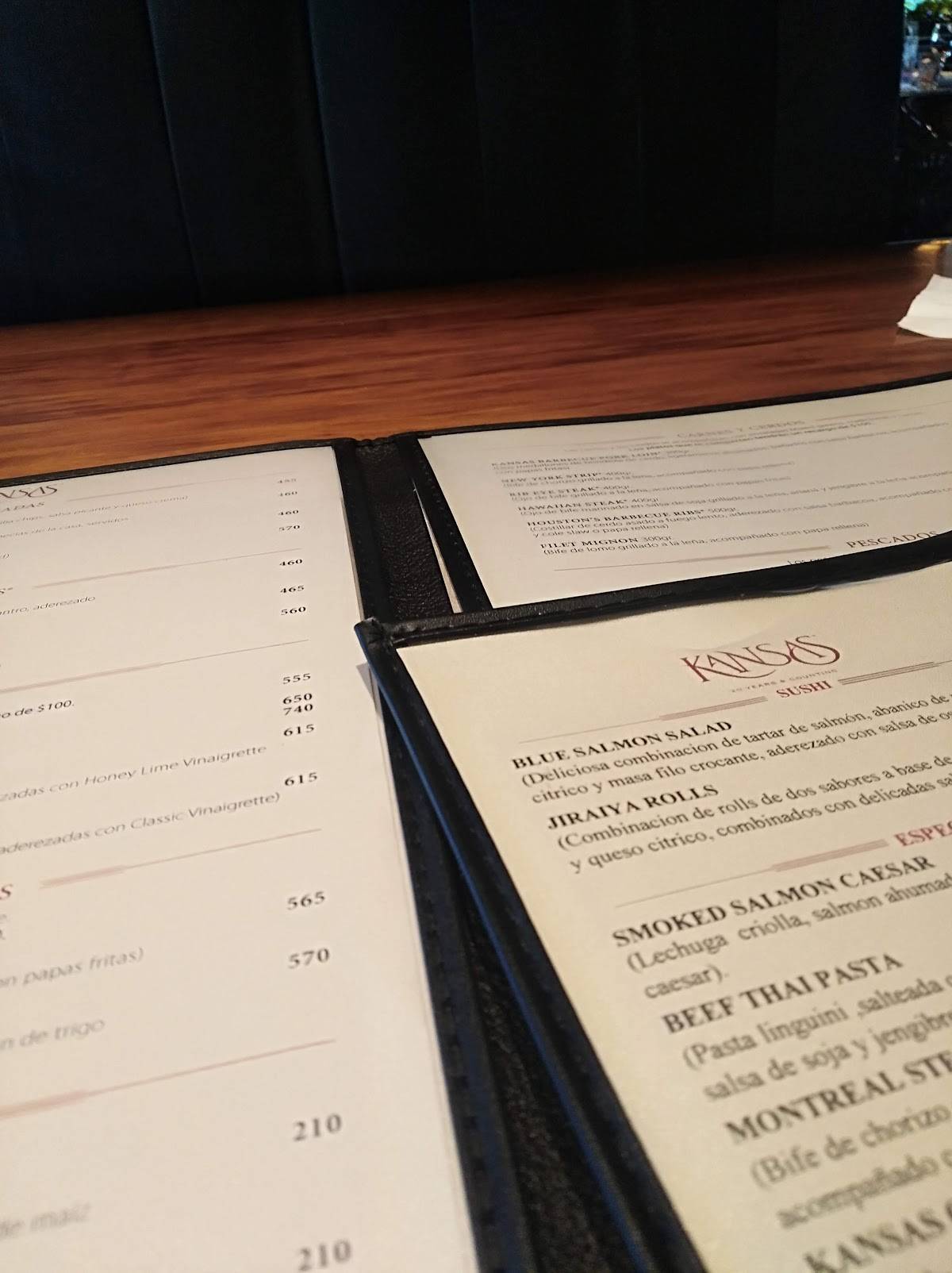 Carta del restaurante Kansas, Buenos Aires, Av. del Libertador 4625