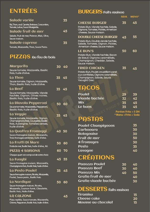 Speisekarte von Bun & Pizz restaurant, Kenitra