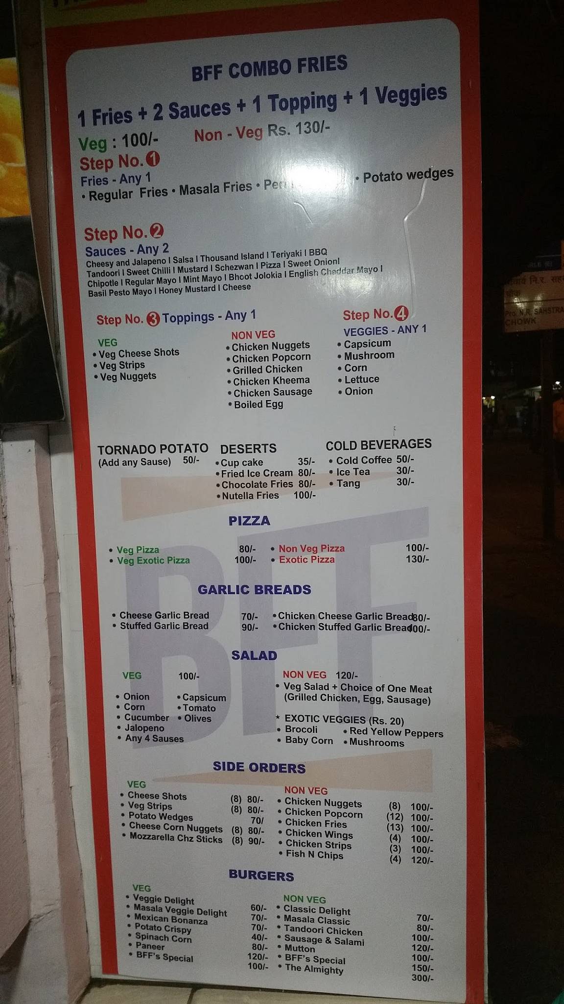 Menu at Burger Fries Factory, Mumbai, 4R4X+3FF