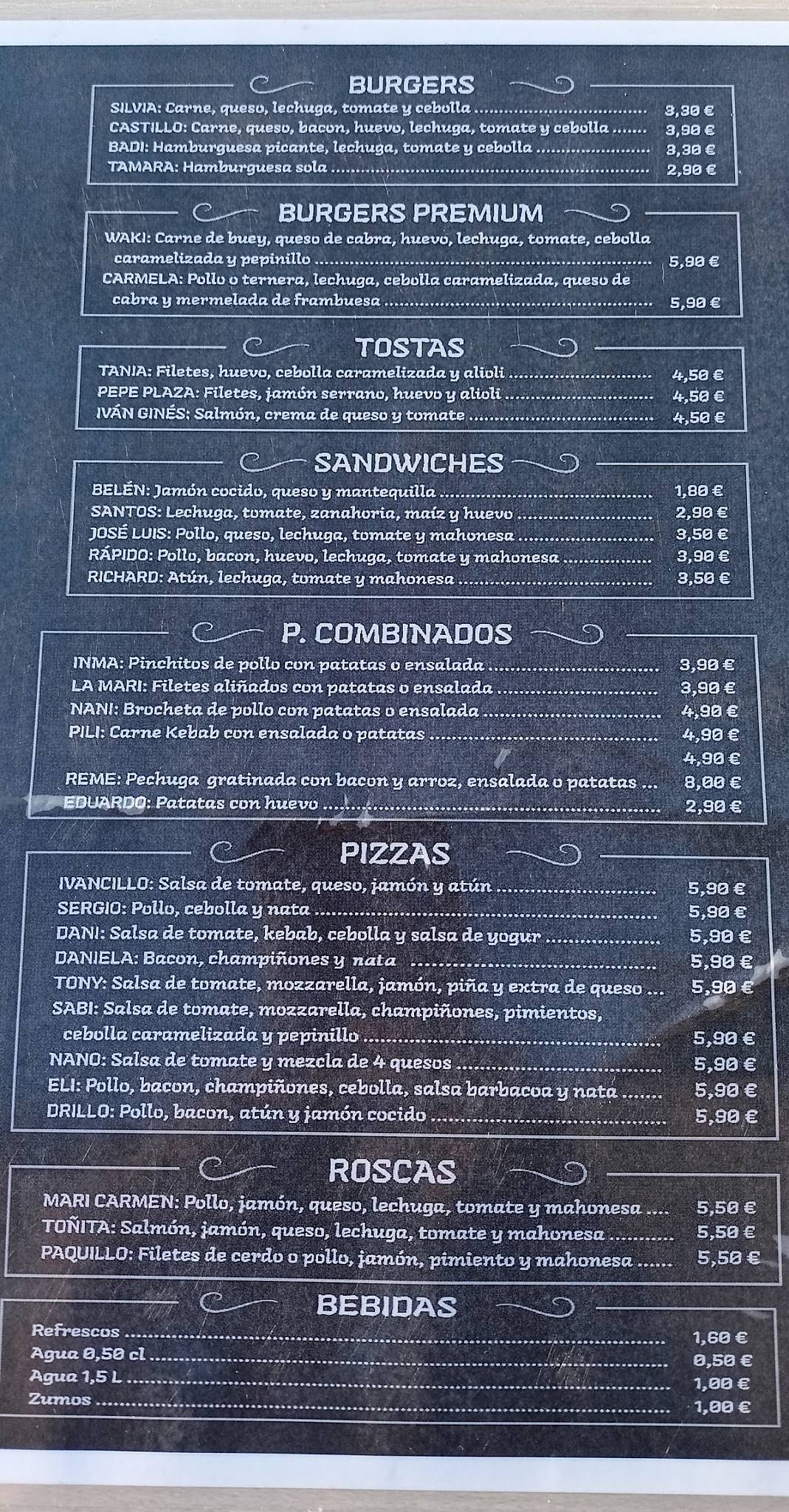 Carta de Burger Mi Barrio, Málaga, Avenida Europa