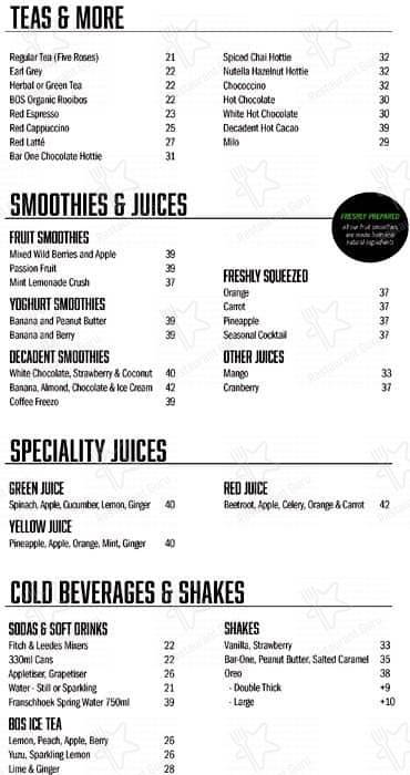 Menu at CIRCUS CIRCUS cafe, Durban, Shop 308