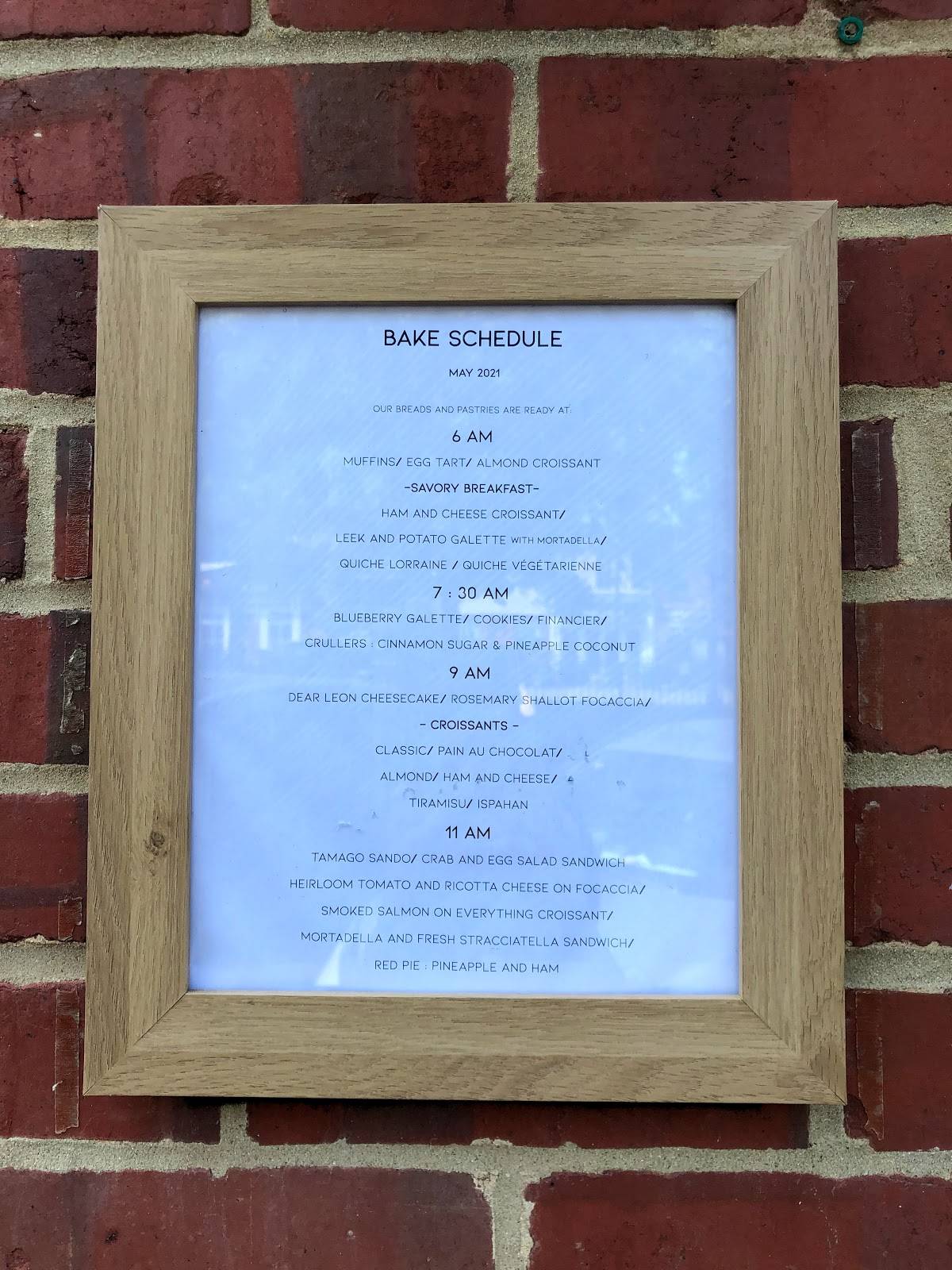 Menu at Café Dear Leon cafe, Baltimore