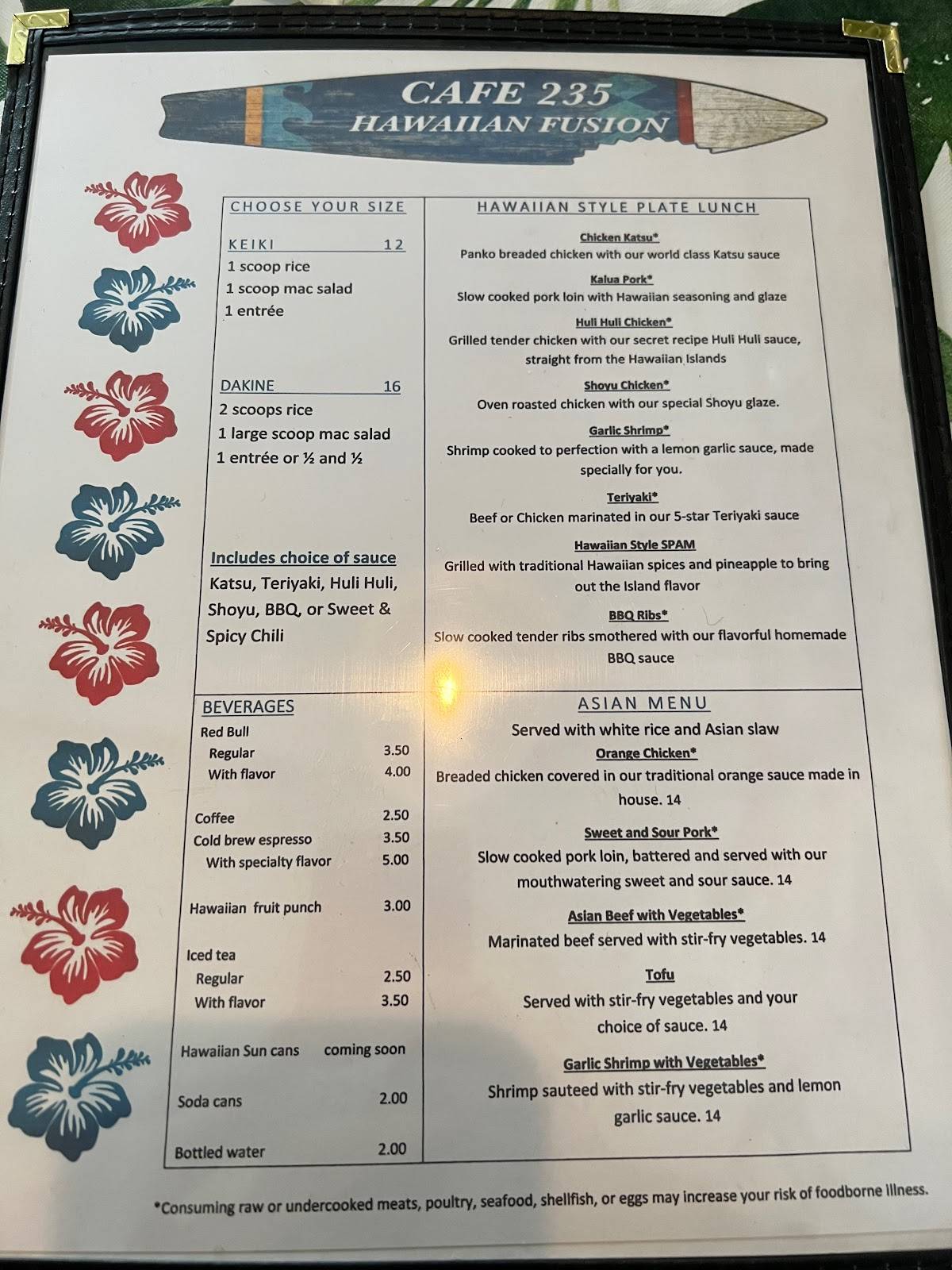 Menu at Cafe 235, Toledo