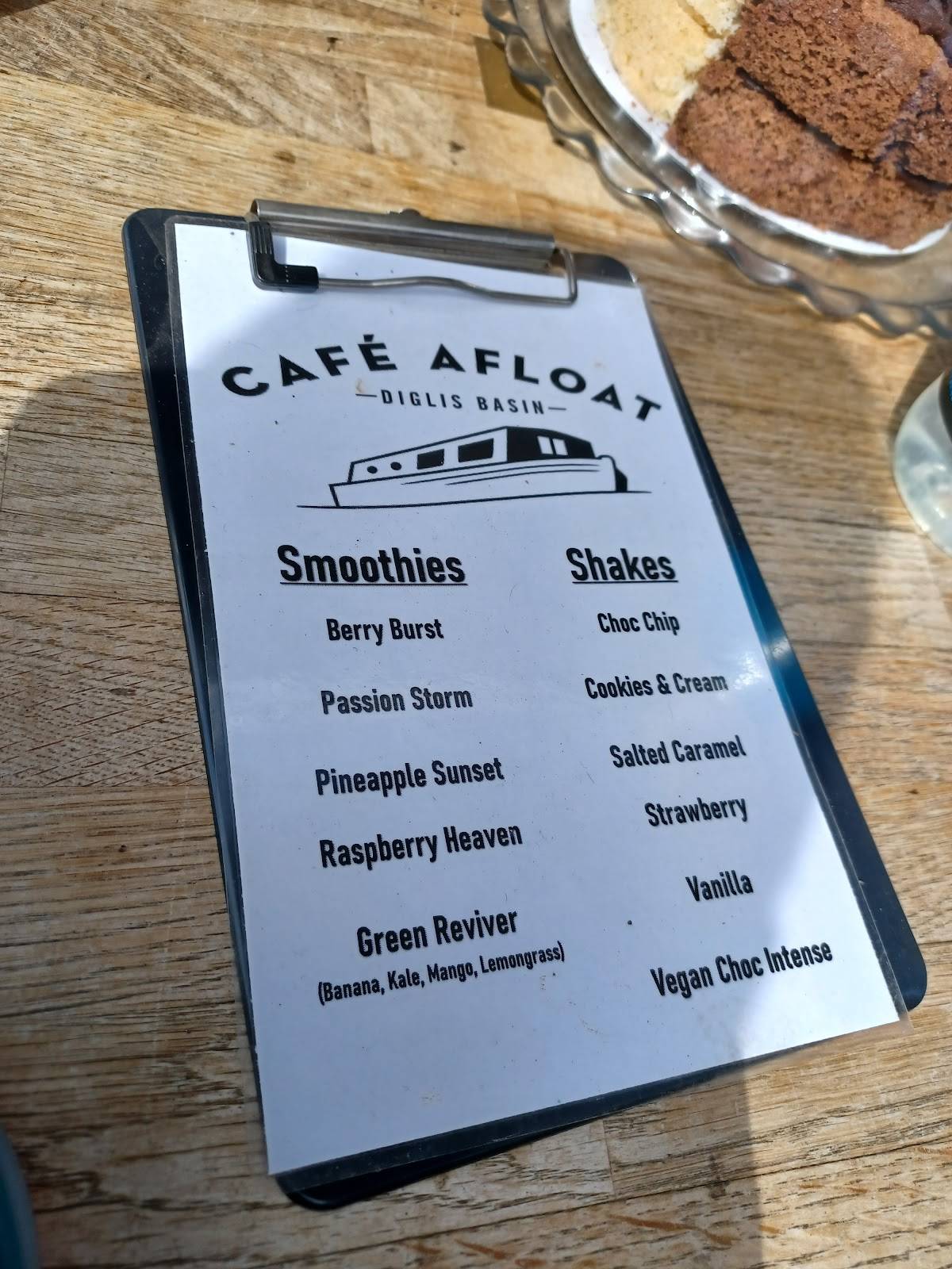 Menu at Café Afloat cafe, Worcester
