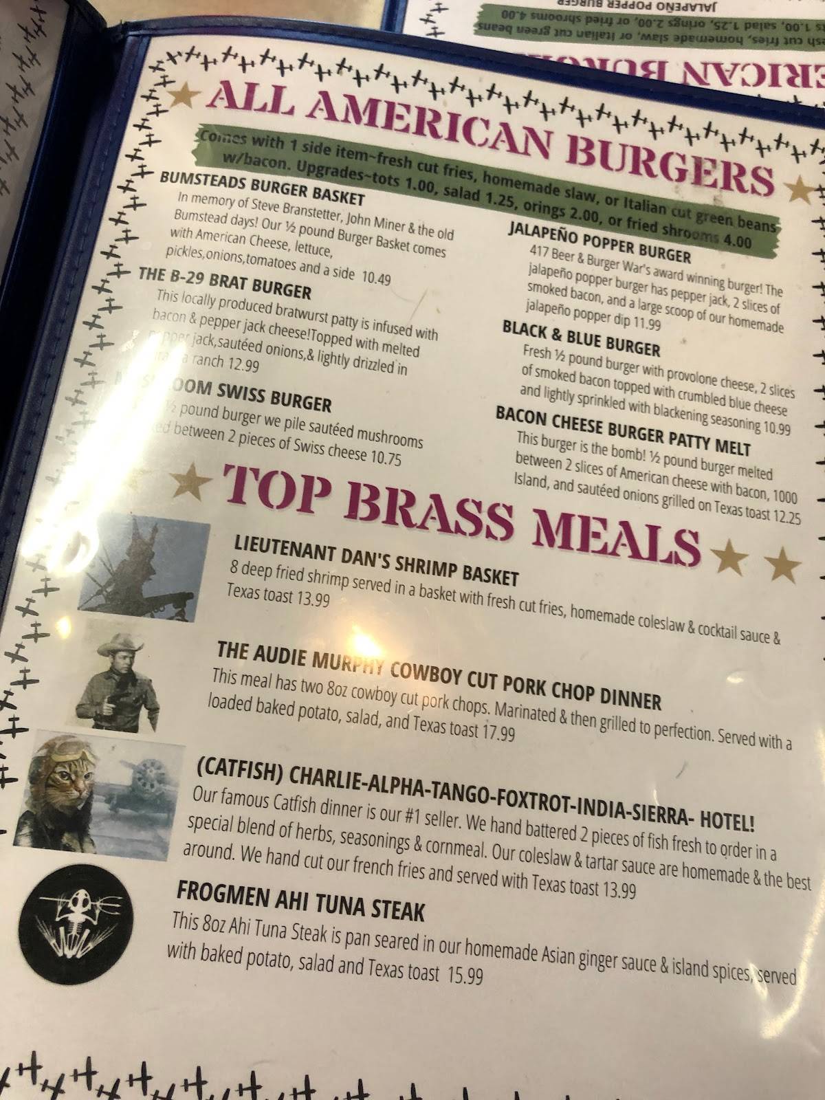 Menu at Cafe B-29, Ozark