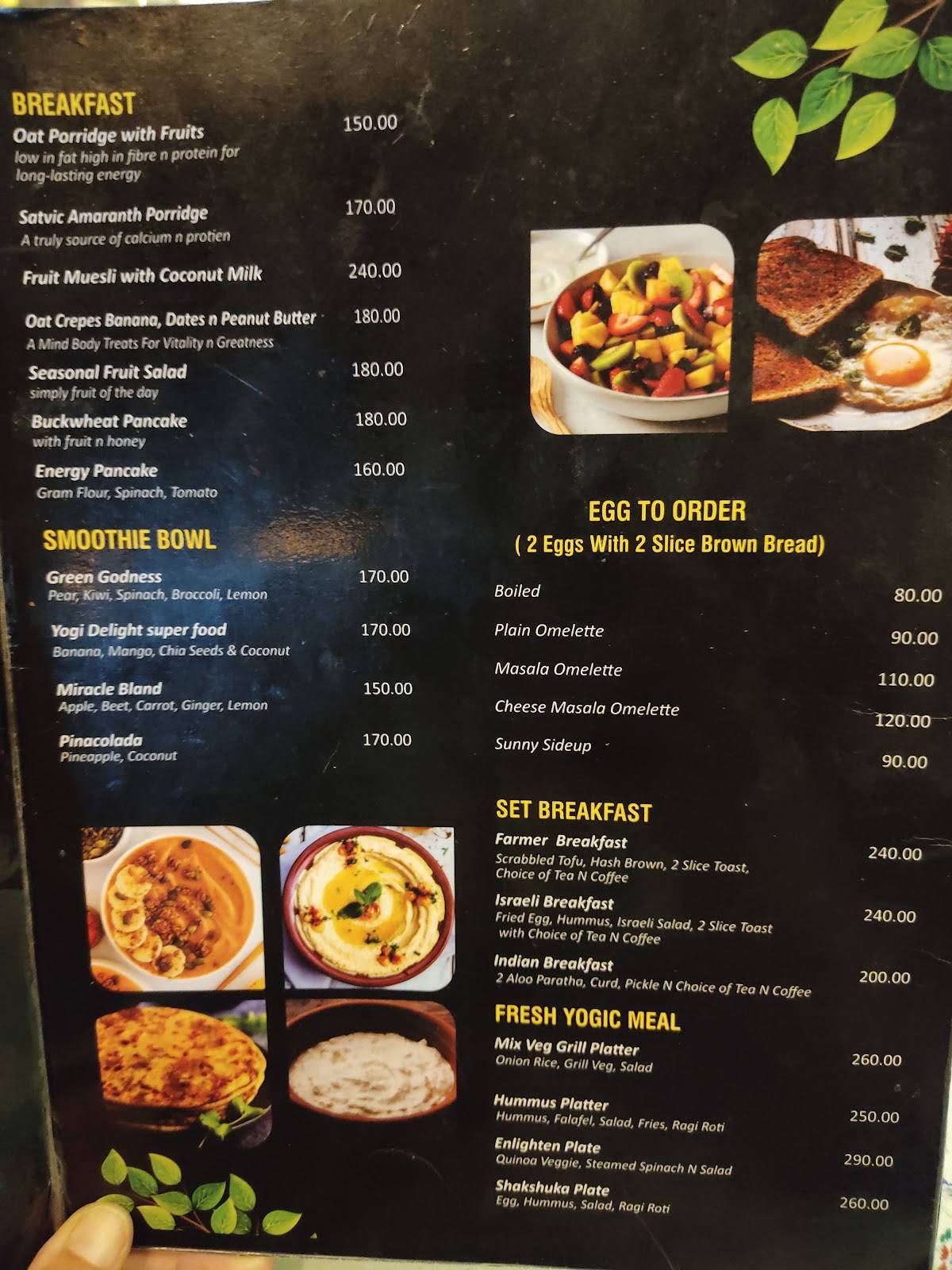 Menu at Cafe Buddha Bowl, Rishikesh
