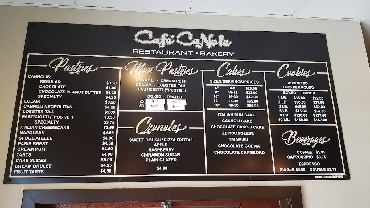 Menu at Cafe CaNole Bakery & Restaurant, New Hartford, 1 Campion Rd