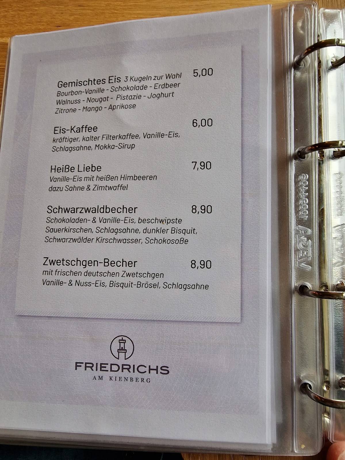Speisekarte von FRIEDRICHS am Kienberg cafe, Freudenstadt