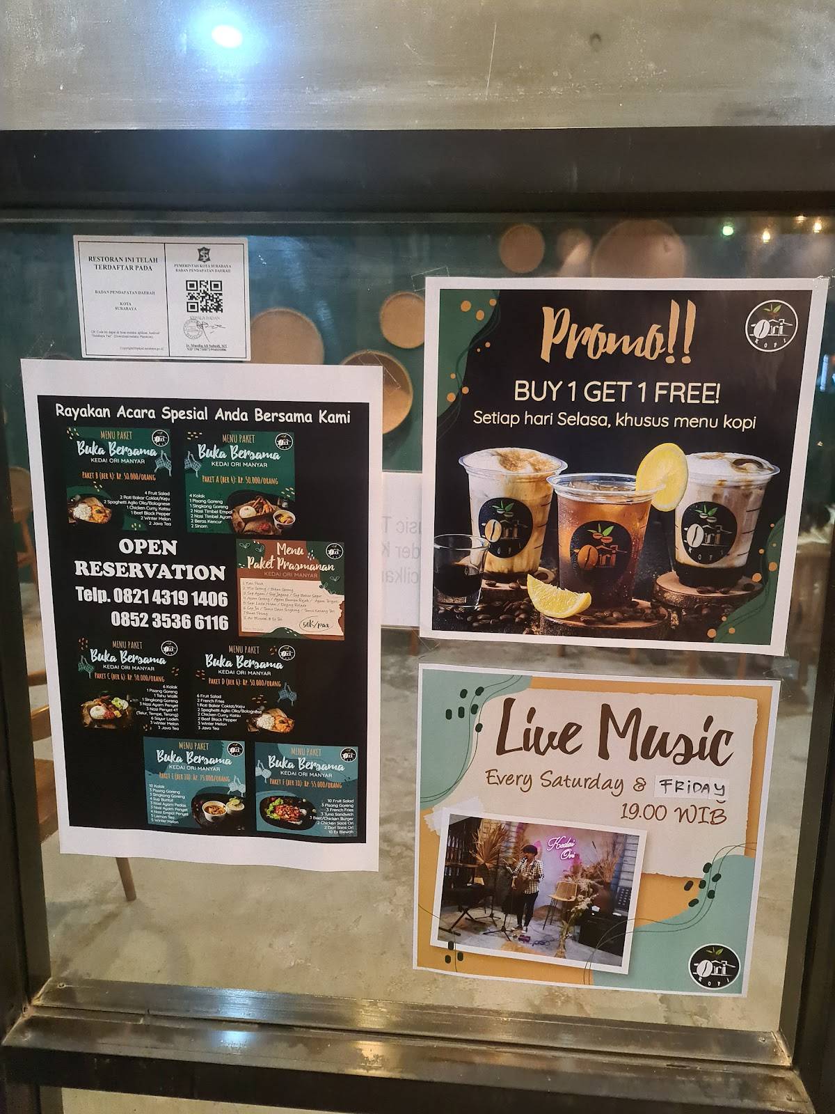 Menu at Kedai ORI Manyar cafe, Surabaya