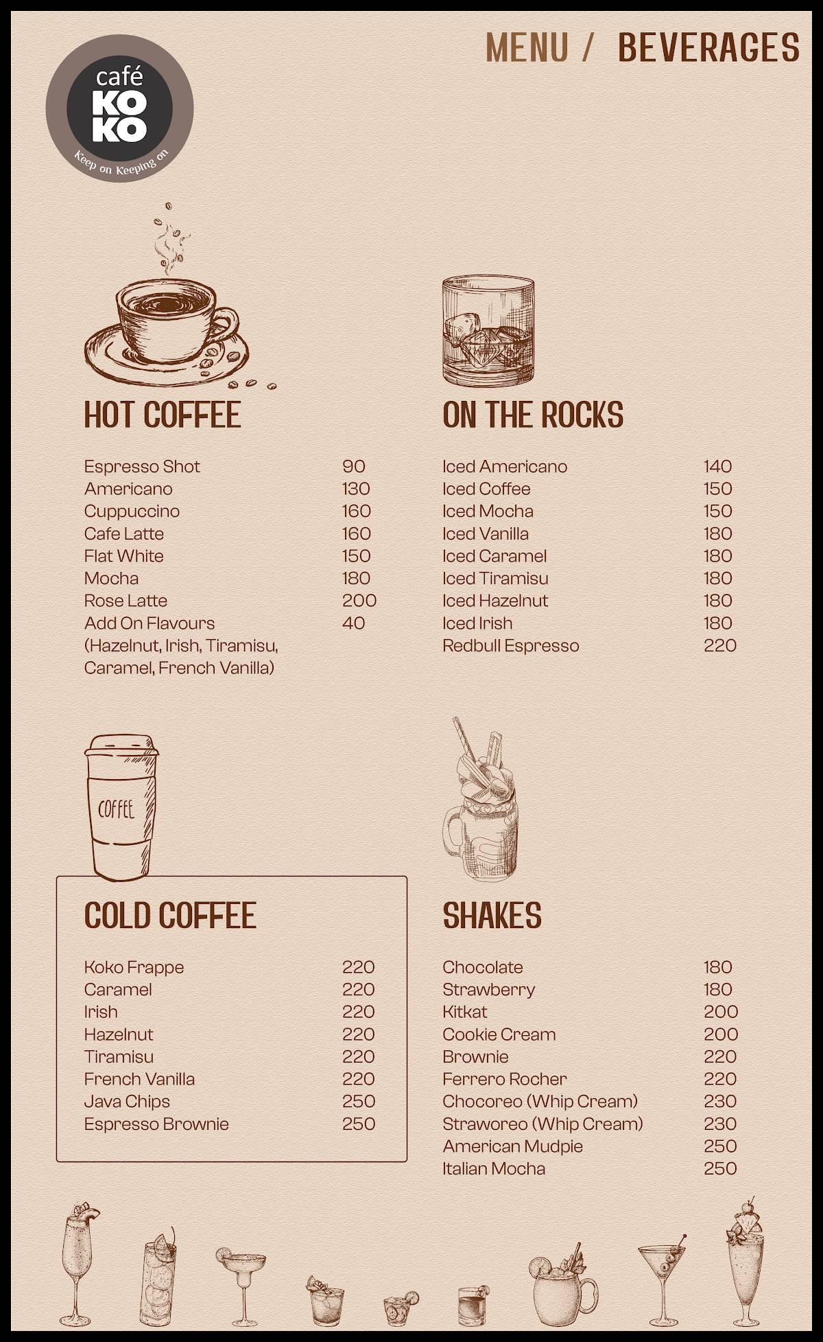 Menu at Cafe Koko, Ahmedabad