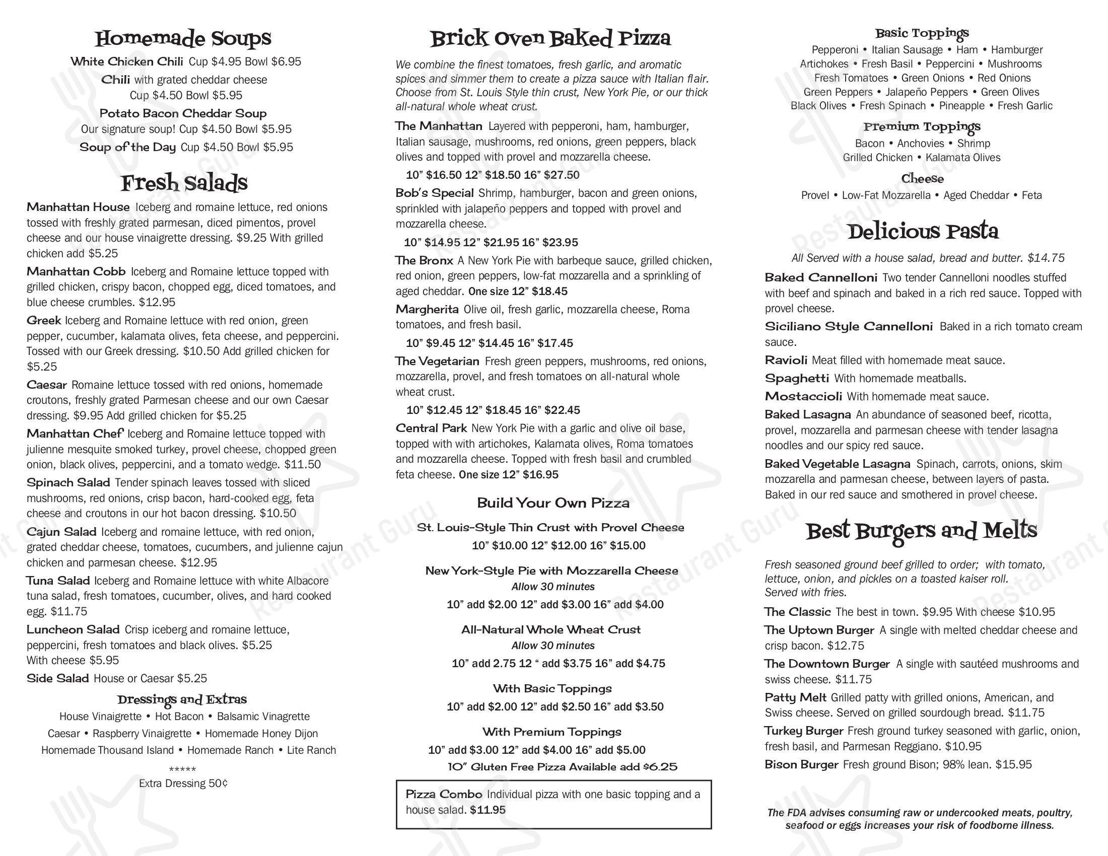 Menu at Cafe Manhattan, Clayton, 505 S Hanley Rd