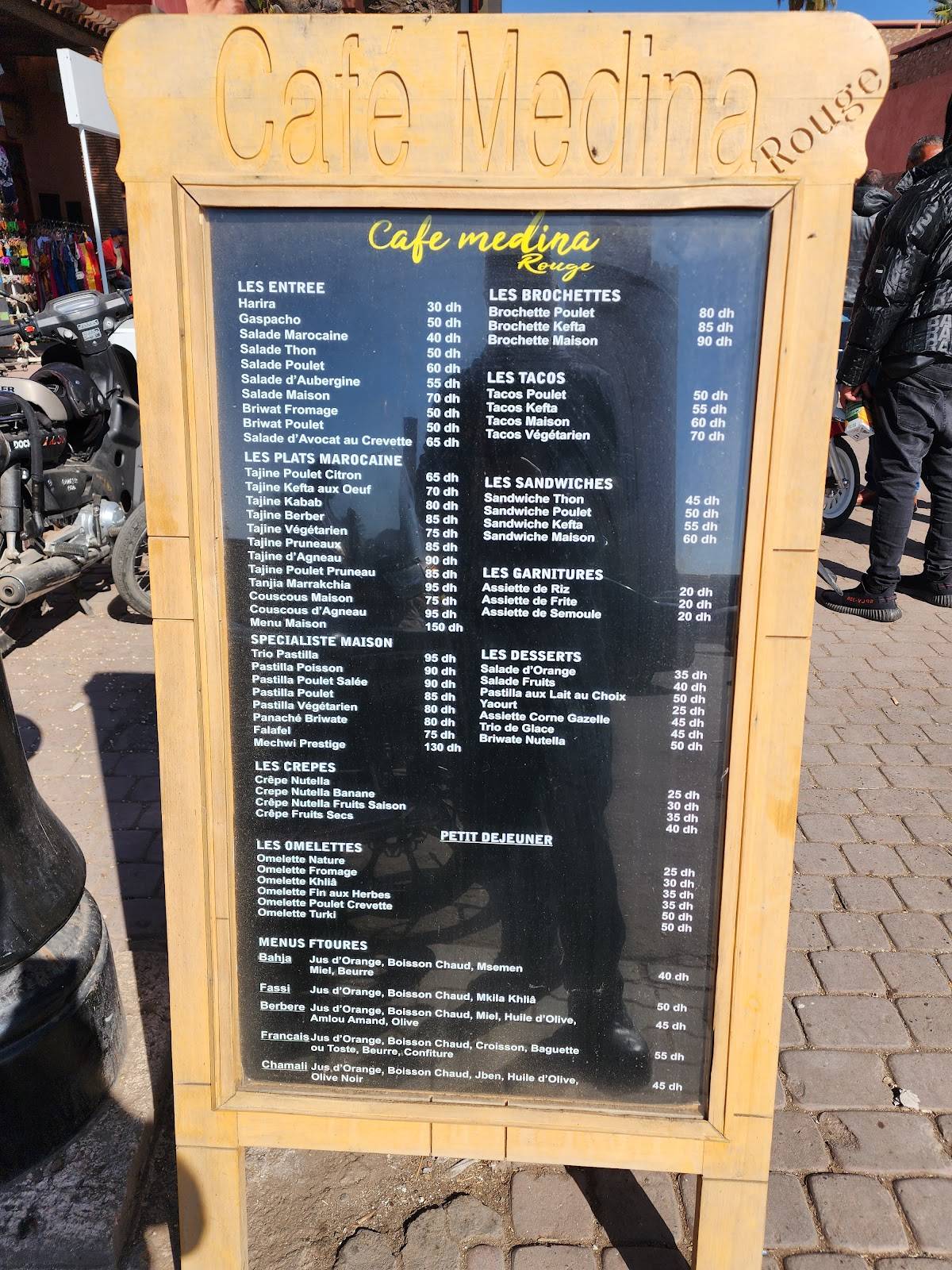 Speisekarte von Cafe Medina Rouge, Marrakesch
