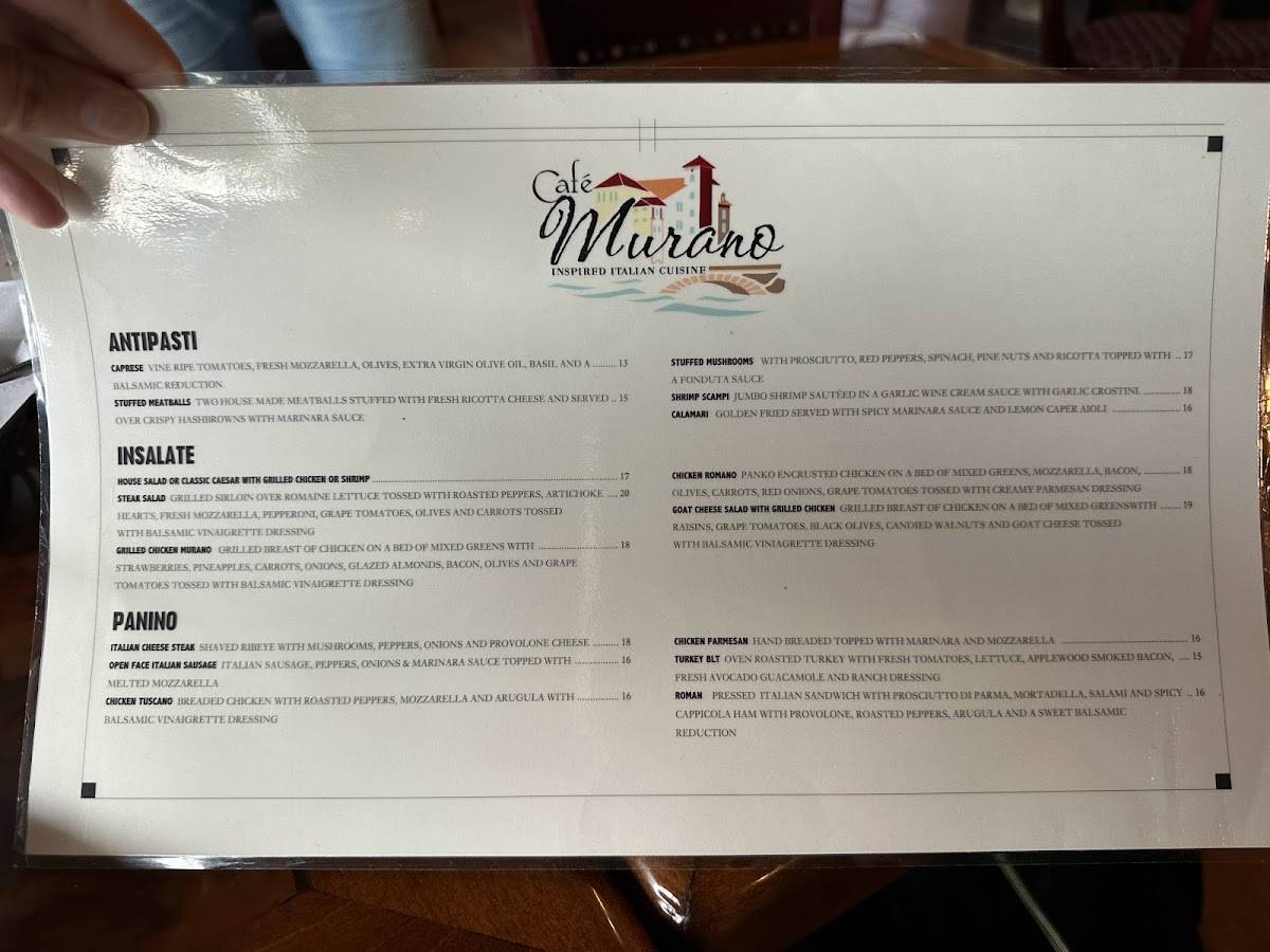 Menu at Cafe Murano, Altamonte Springs, 309 Cranes Roost Blvd