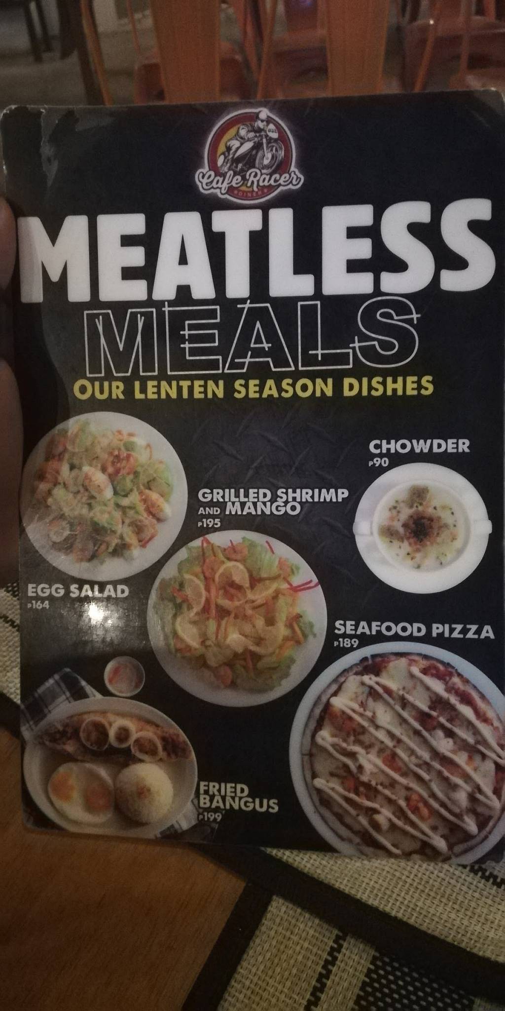 Menu at Cafe Racer Diner, Dumaguete