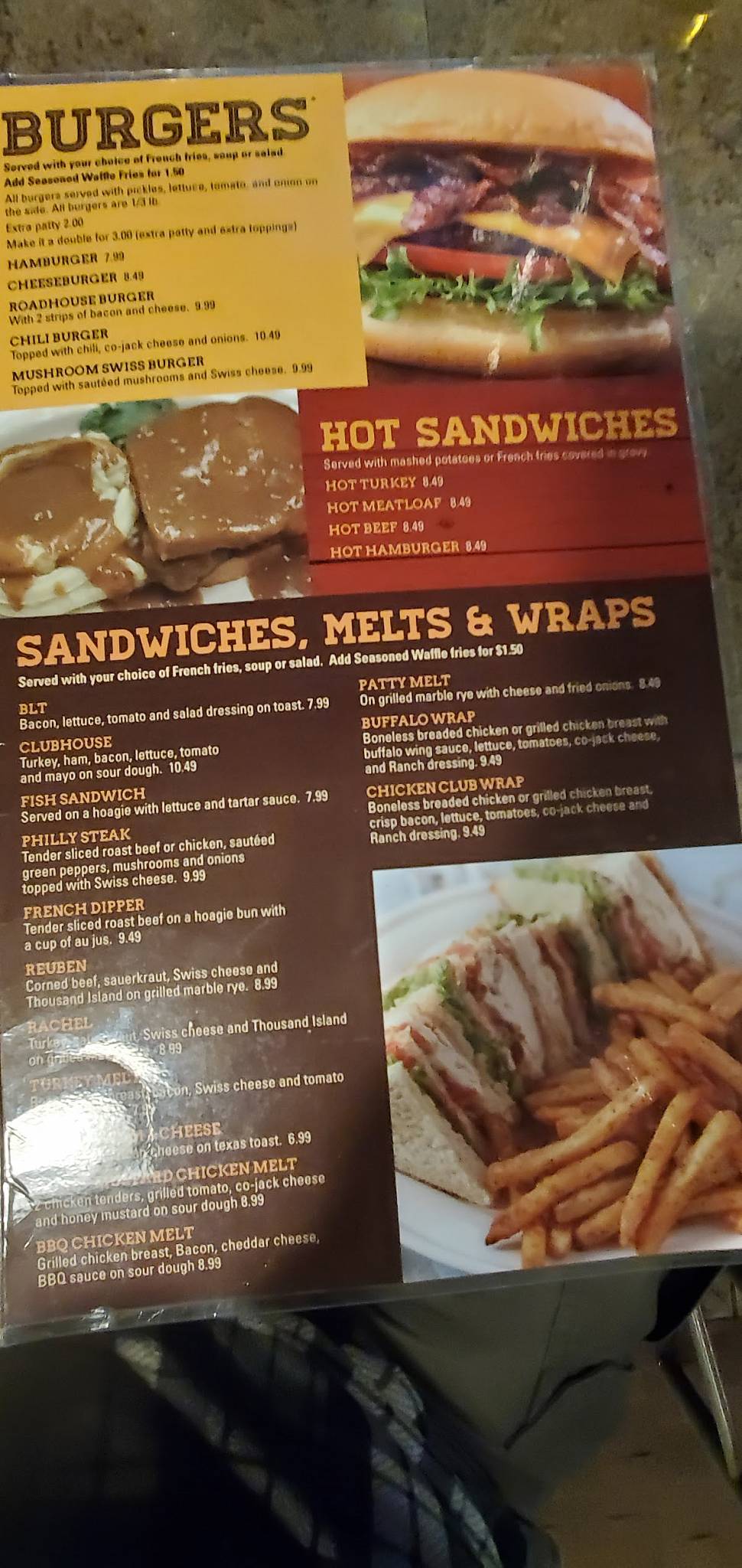 Menu at Roadhouse Cafe, Grand Forks