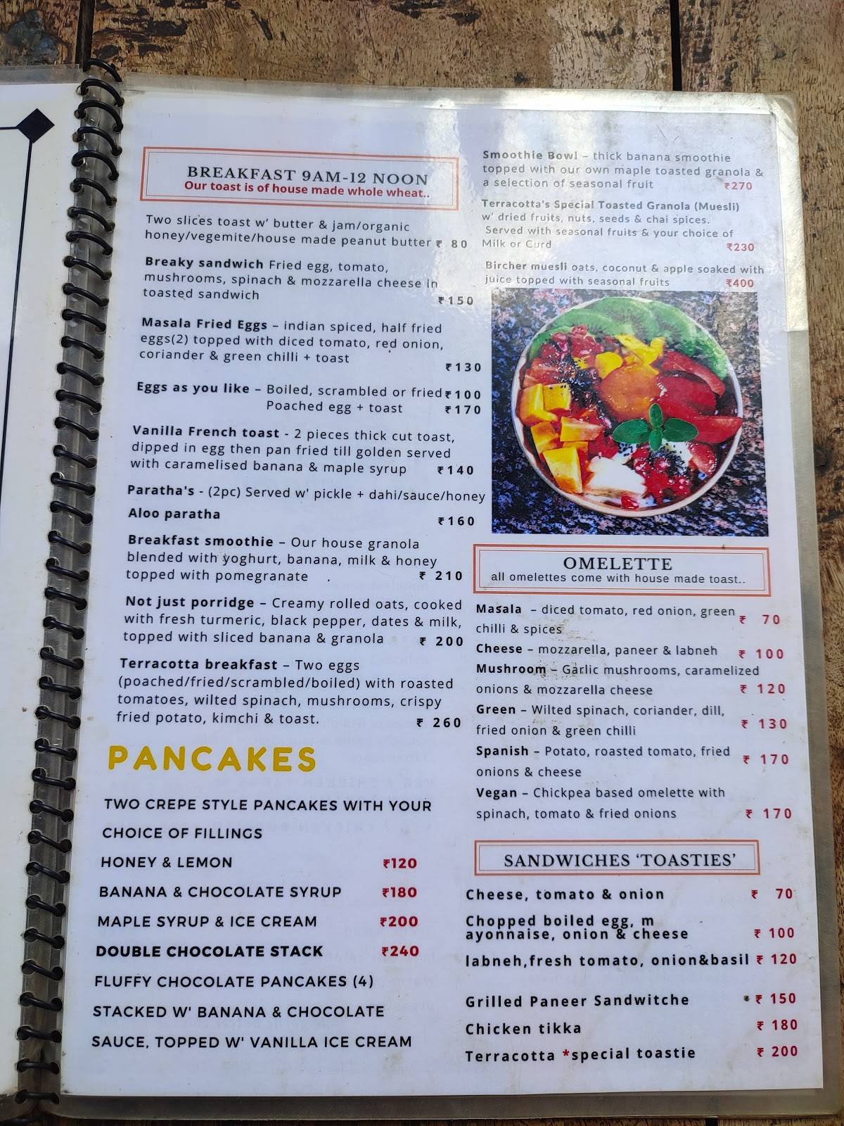 Menu at Terracotta Cafe, Varanasi, B1/146