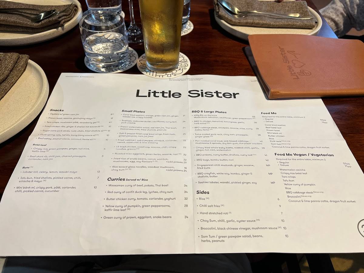 Menu at Little Sister Restaurant & Cocktail Bar, Cairns