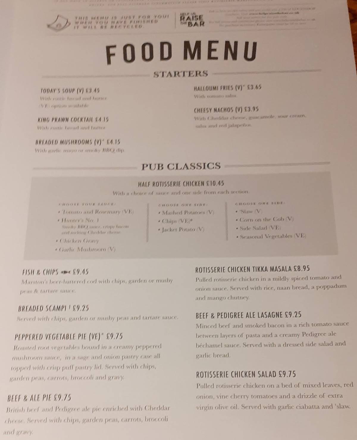 Menu at Camperdown Elm pub & bar, Dundee