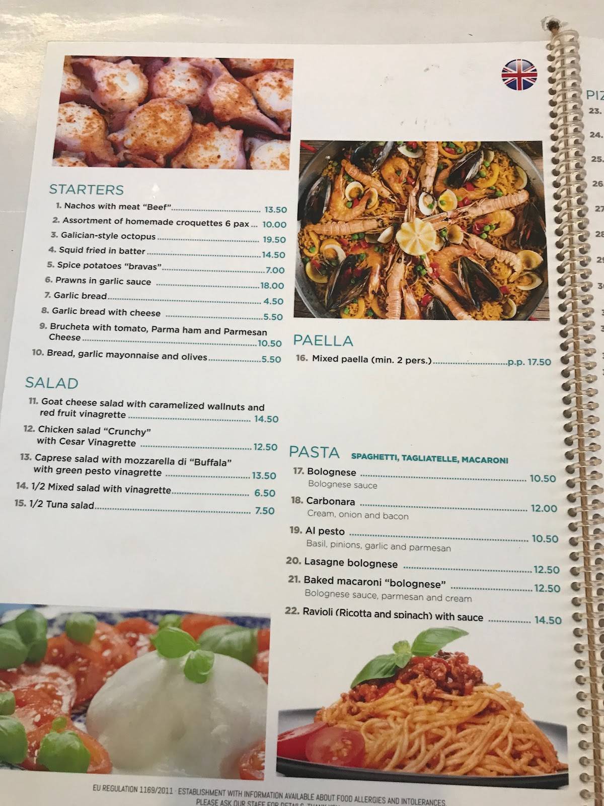 Carta de RESTAURANTE MÓNACO, Can Picafort